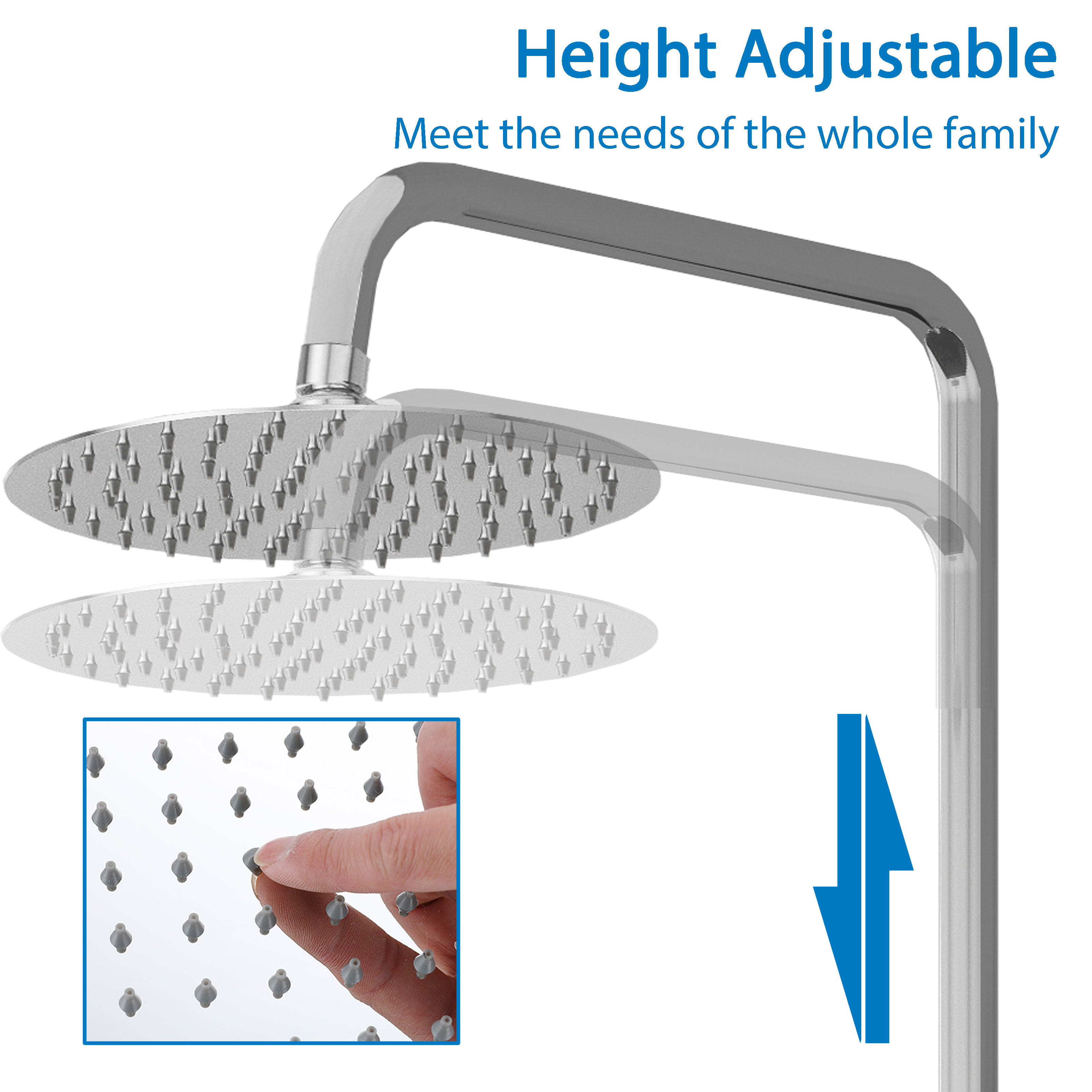 AICA Round Bathroom Thermostatic Exposed Shower Mixer Twin Head Set Chrome