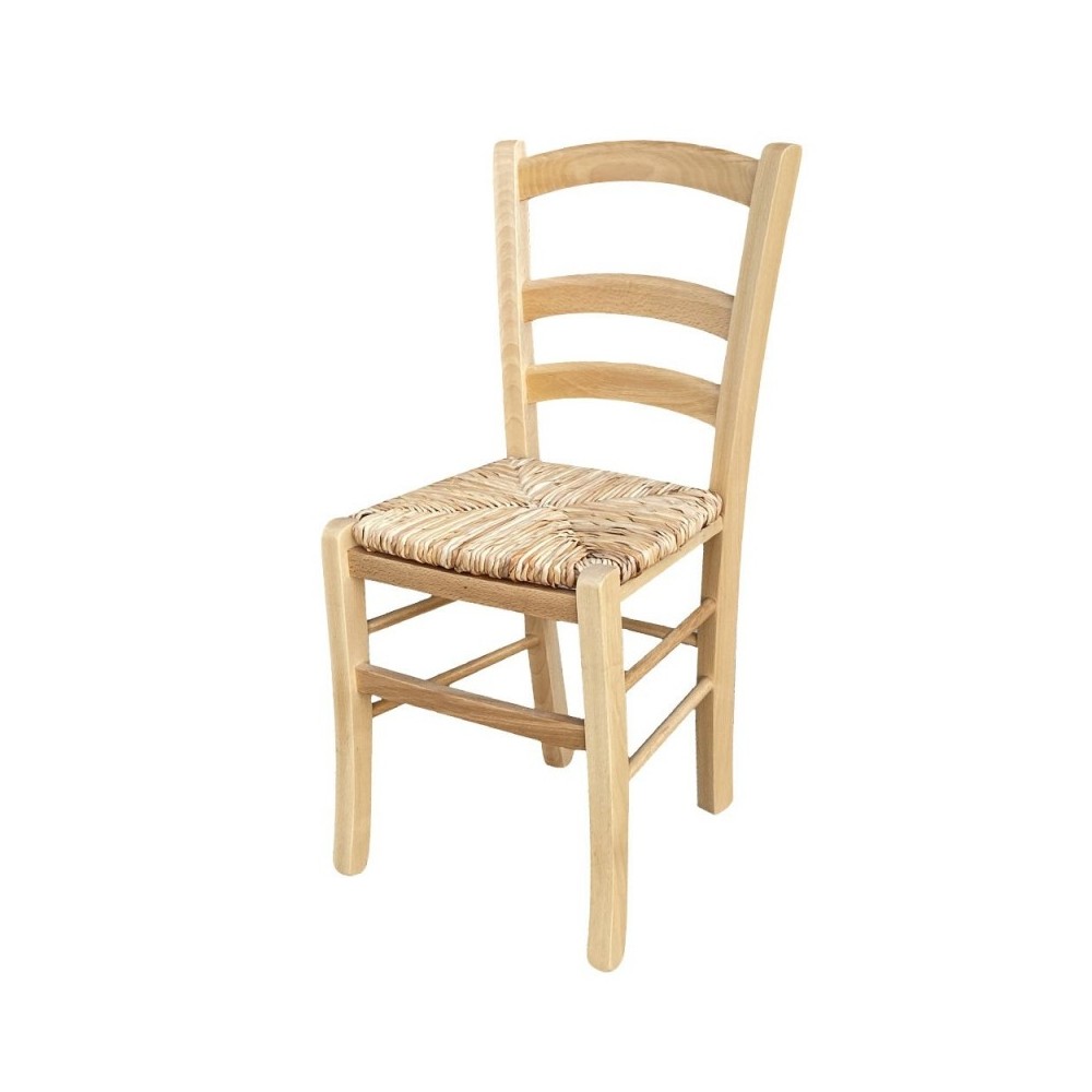 Sedia in legno di faggio con seduta paglia colore naturale - Venezia