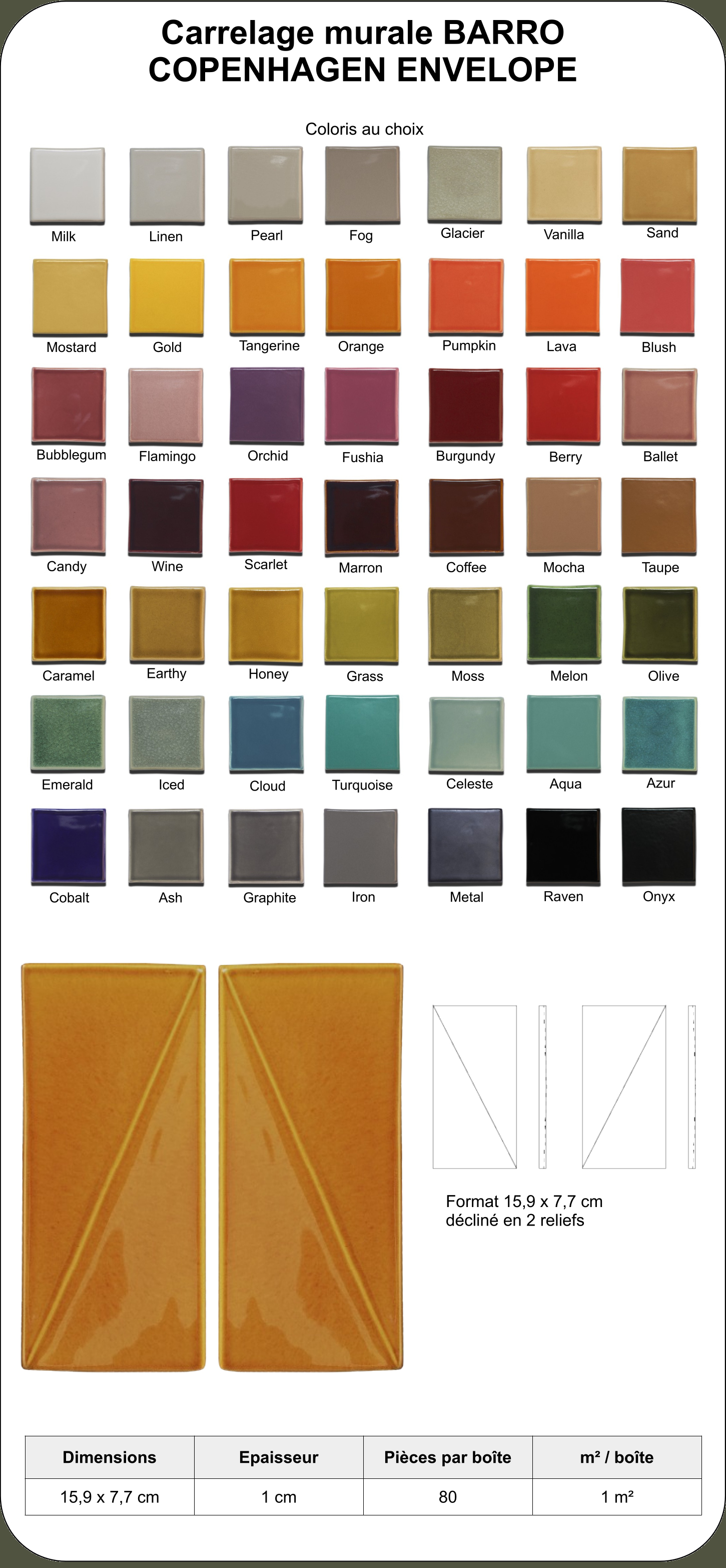Carrelage murale BARRO - COPENHAGEN ENVELOPE Coffee - - boîte de m2