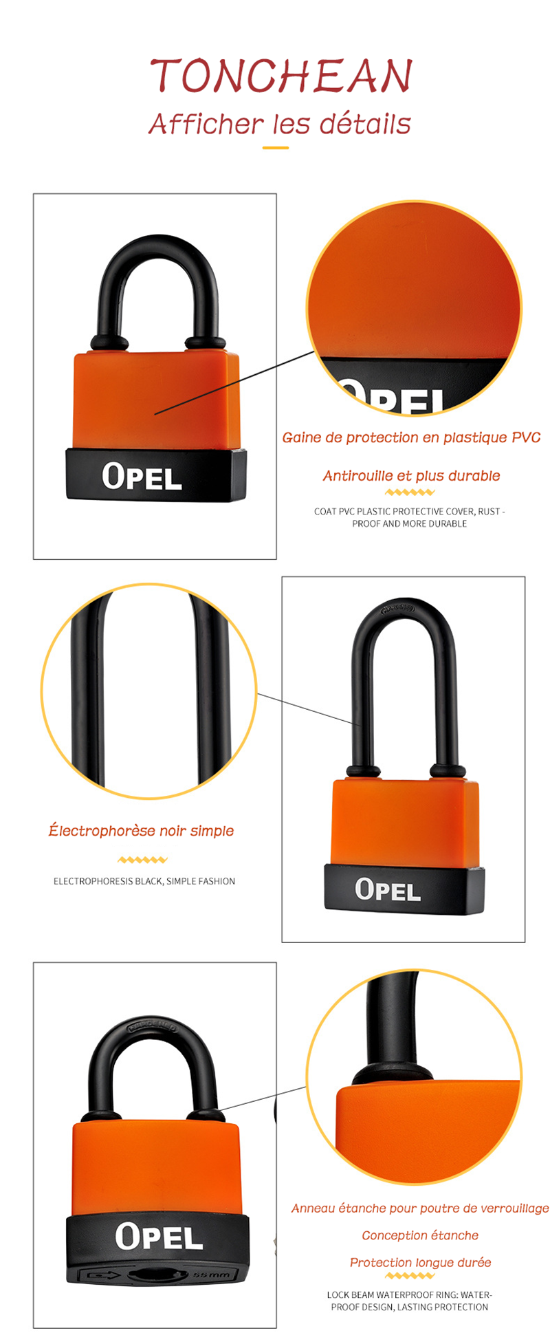 Cadenas Haute Sécurité [A Clé] [Boîtier en plastique PVC anti-poussière ...