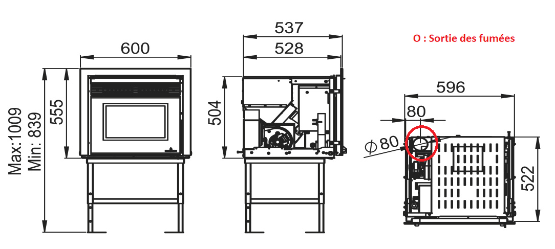 Insert à granules ventilé - BRONPI Tavira 6 kW Sans cadre inférieur ...