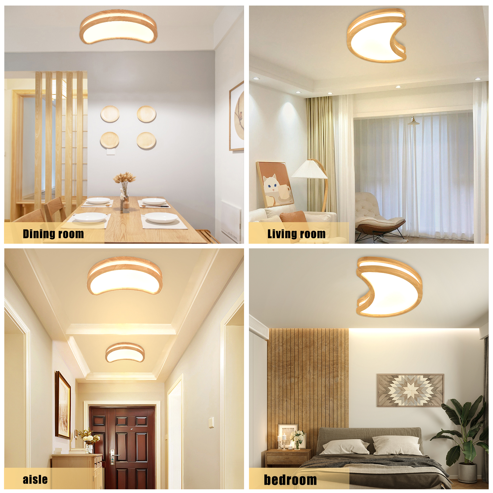 Modern Led Ceiling Lights 4500K Moon Indoor Ceiling Lights Wood Ceiling ...