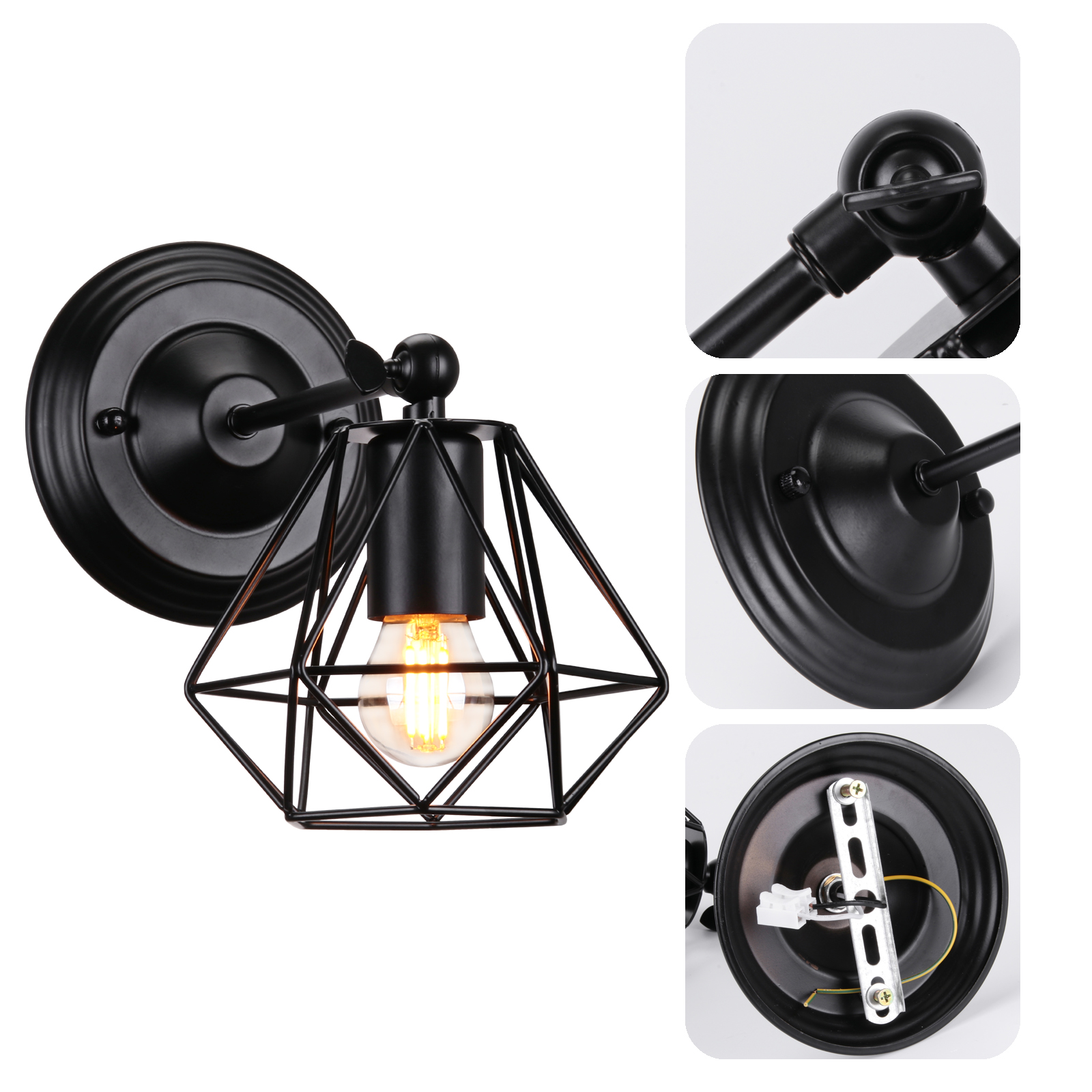 Iron Metal Cage Wall Light Industrial Wall Lamp Antique Wall Light ...