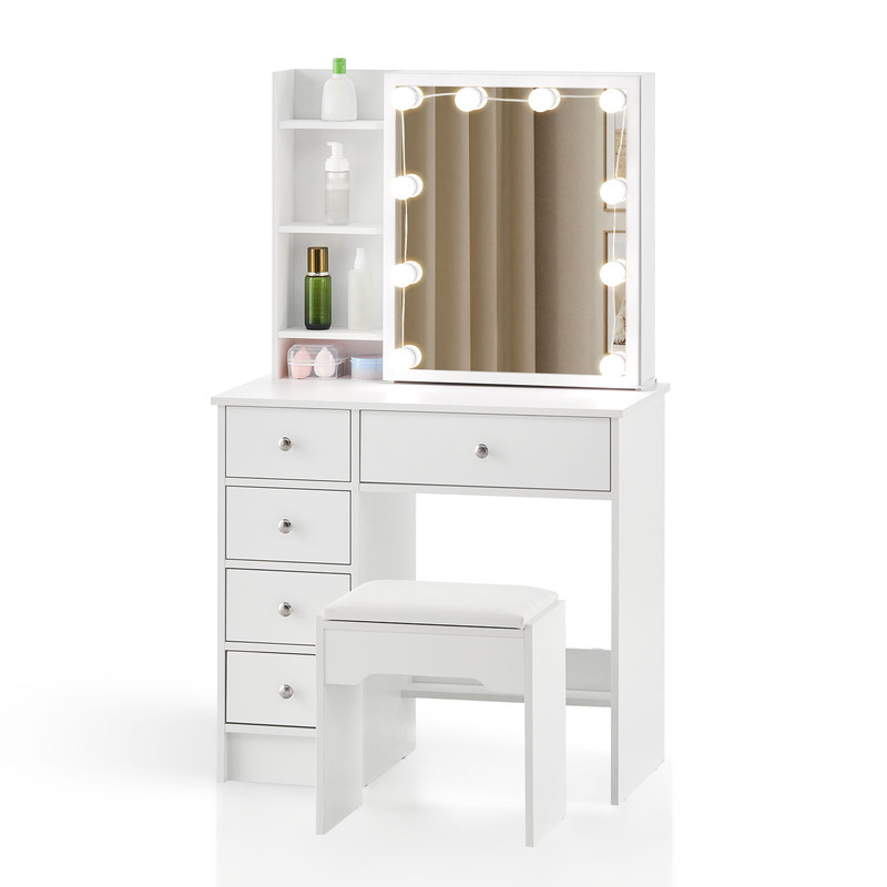 Dressing Table, Makeup Dressing Table with Hollywood LED Lights, Vanity ...