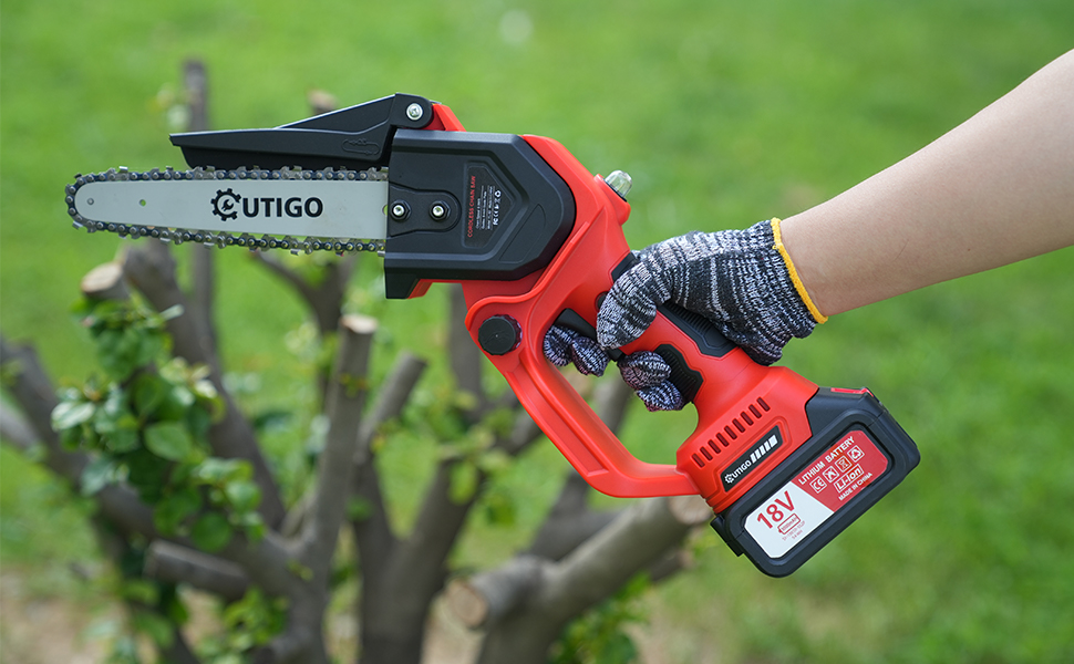 OUTIGO Tronçonneuse à batterie 2 x 3000mAh MINI Tronçonneuse sans fil 8 ...