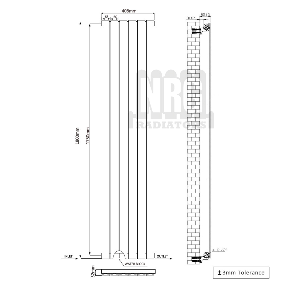 NRG Designer Radiator Flat Panel White Central Heating Rads Vertical ...