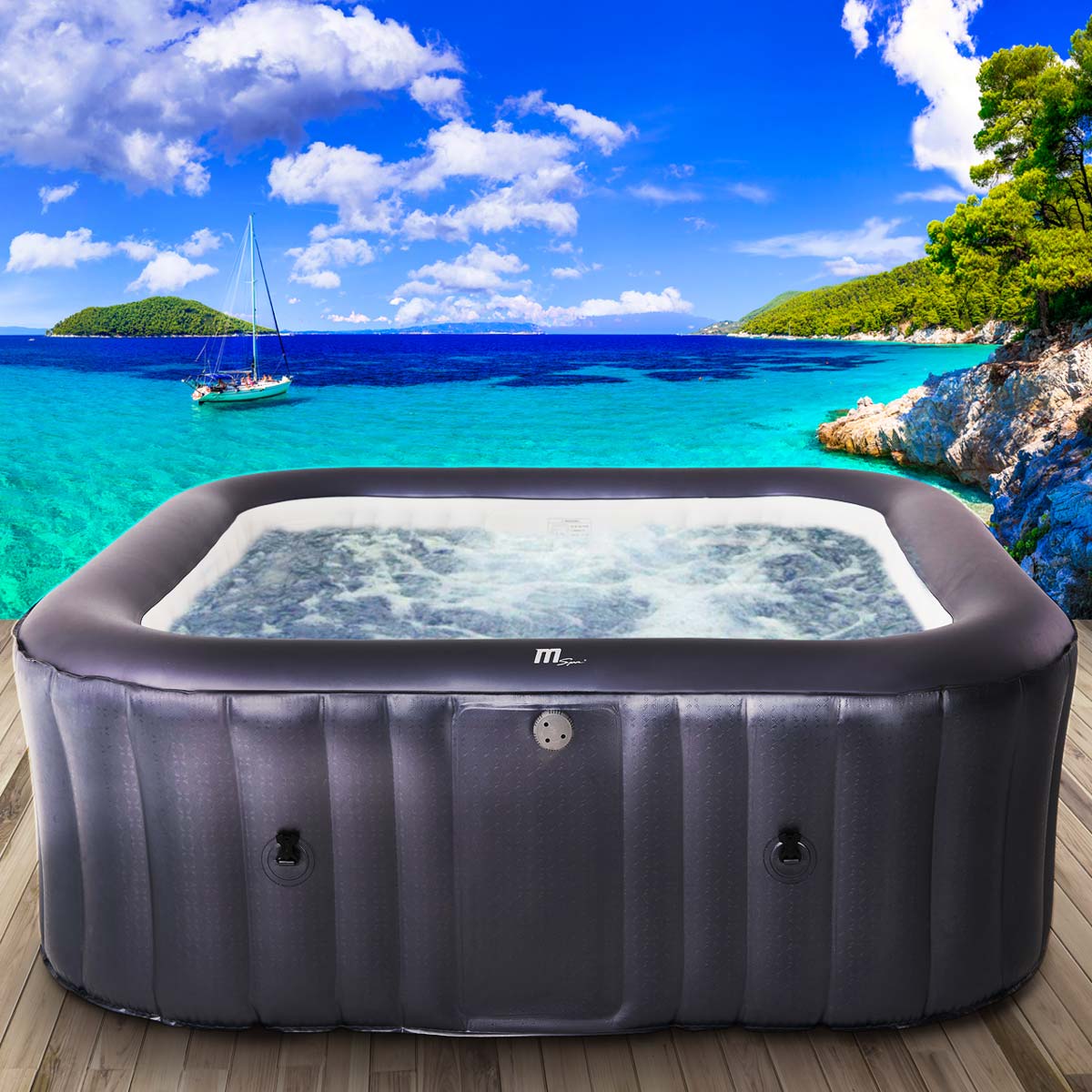 BRAST Whirlpool aufblasbar MSpa Muse OTIUM für 6 Personen 185x185x68cm ...