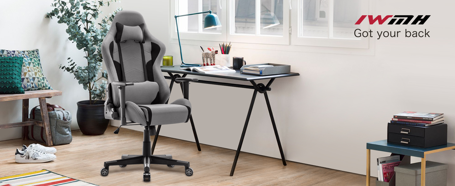 IntimaTe WM Heart Gaming Chair, Fabric Gaming Chair Breathable Racing ...
