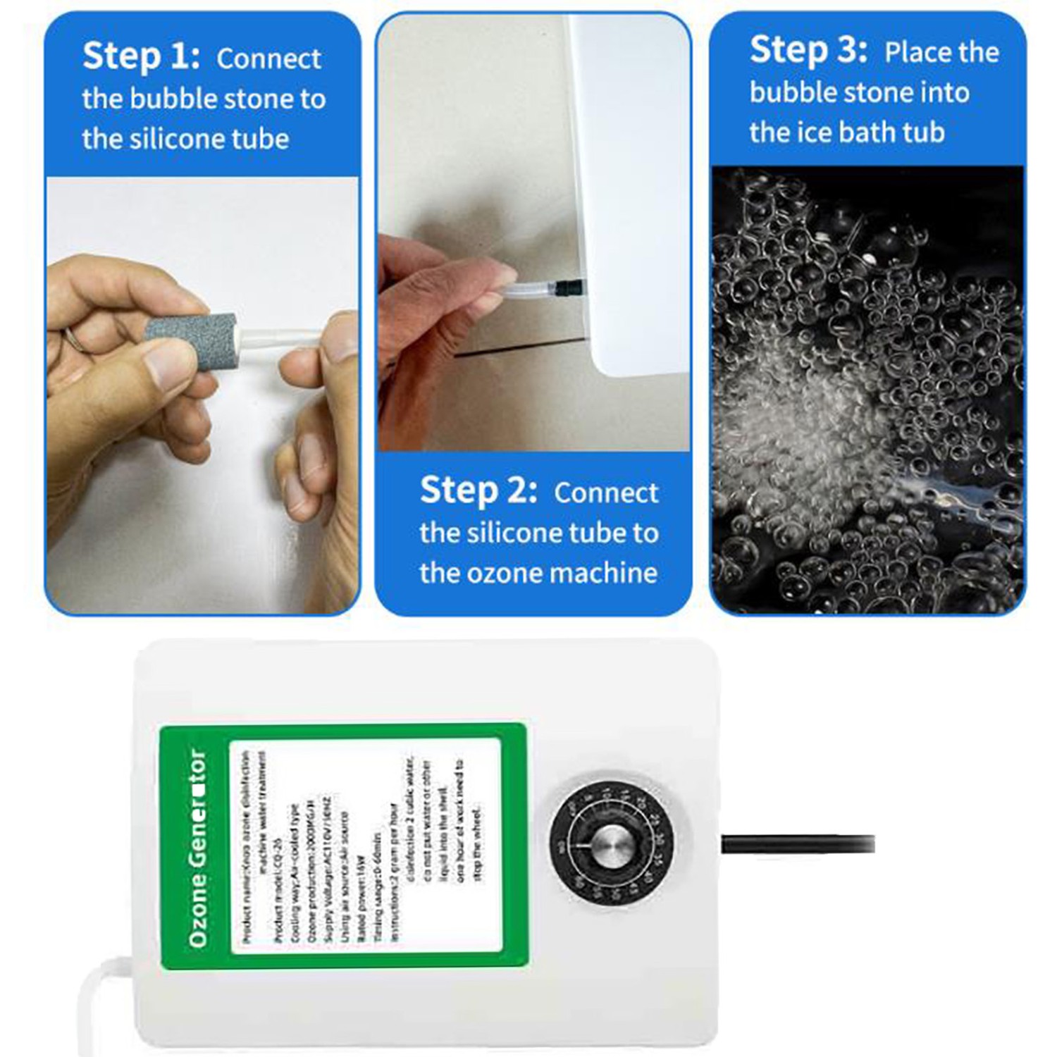 Générateur d’ozone d’eau2000mg/h avec minuterie – machine à ozone portable avec pompe à air et ...