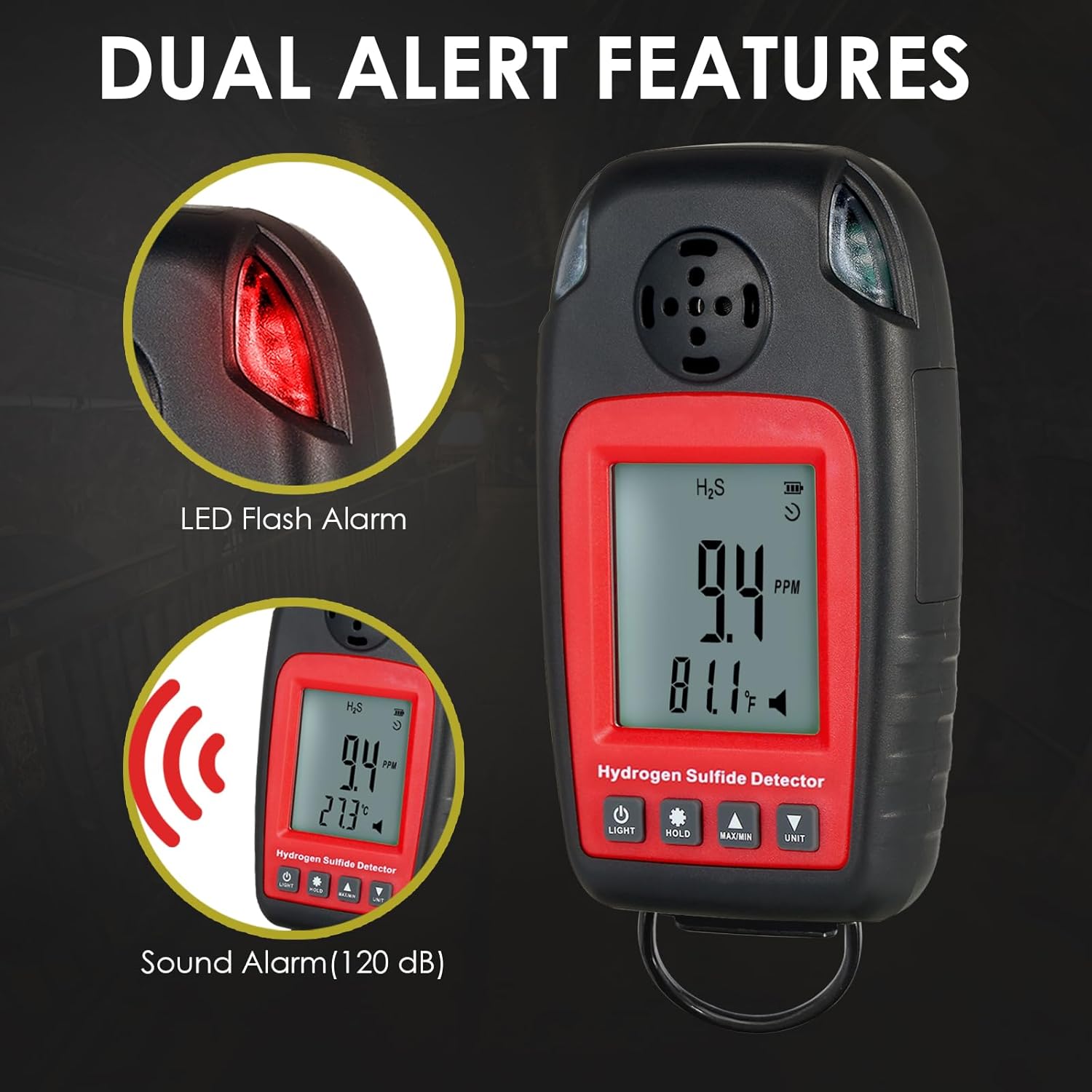Hydrogen Sulfide Detector Gas Detectors & Alarms Electrochemical H2S ...
