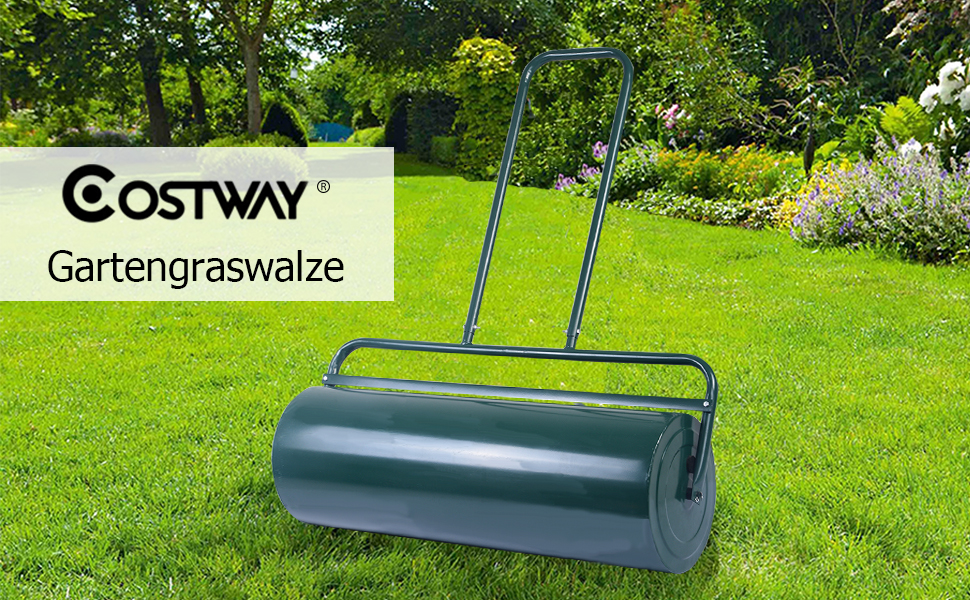 COSTWAY Rasenwalze 63L Handwalze 114x90x30cm, Gartenwalze ...
