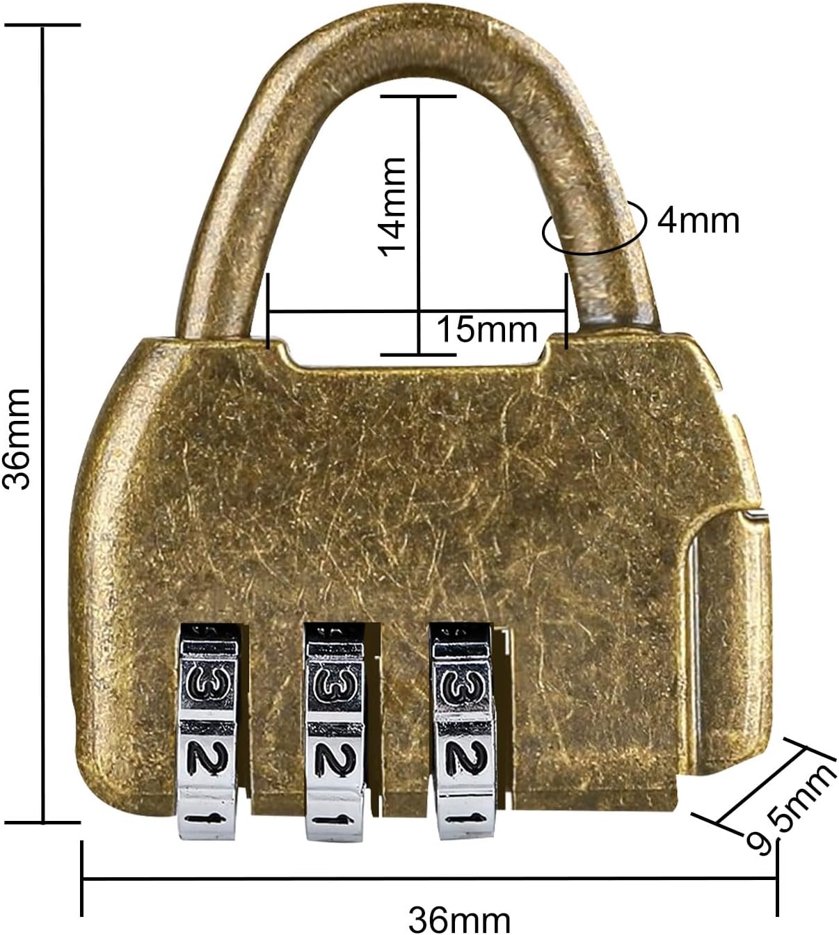 4-piece combination lock vintage suitcase lock metal combination lock ...