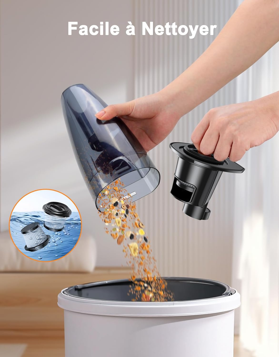 Aspirateur à Main, Rechargeable 9KPA Aspirateur Voiture Puissant sans ...