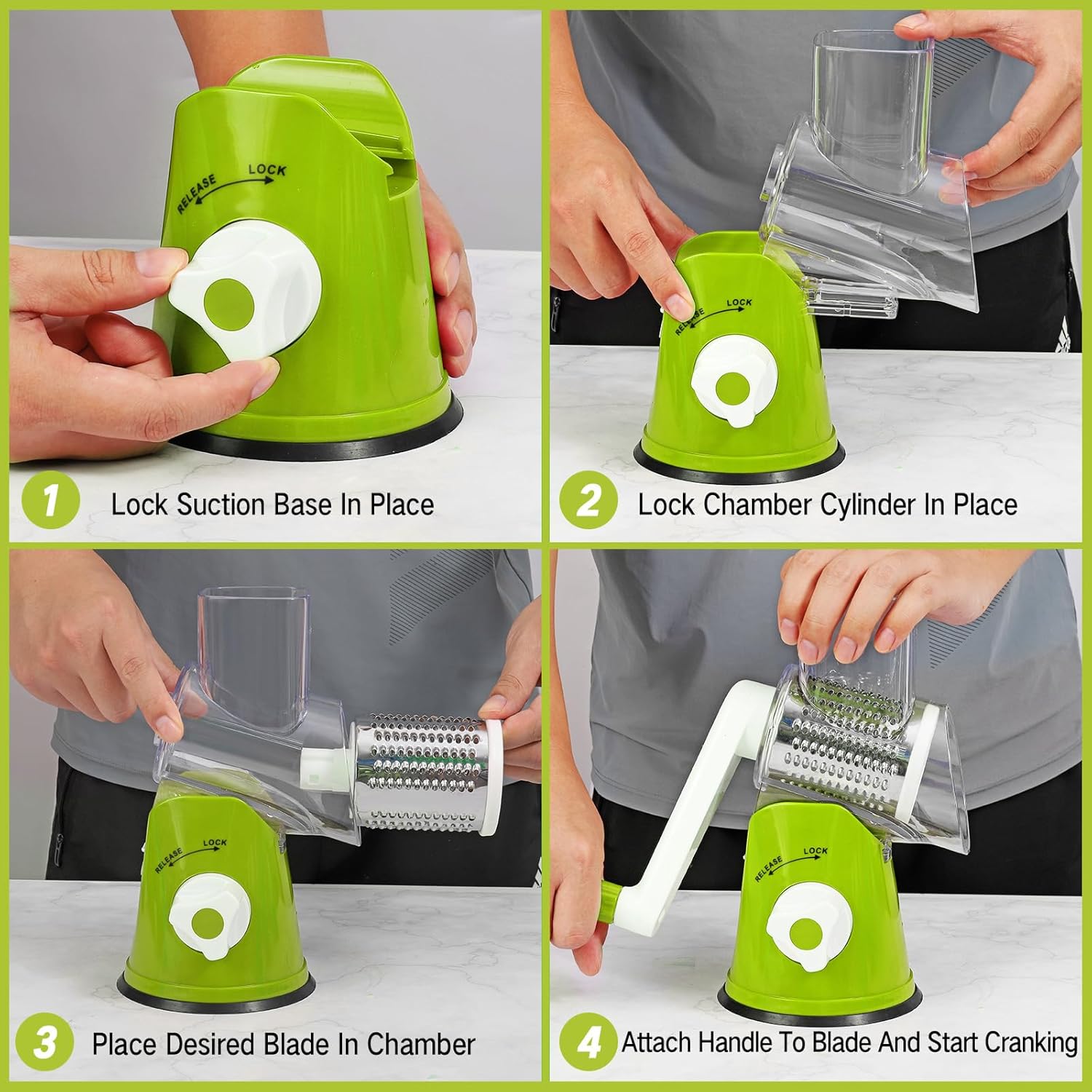 Broyeur à fromage rond à vitesse manuelle avec base d'aspiration ...