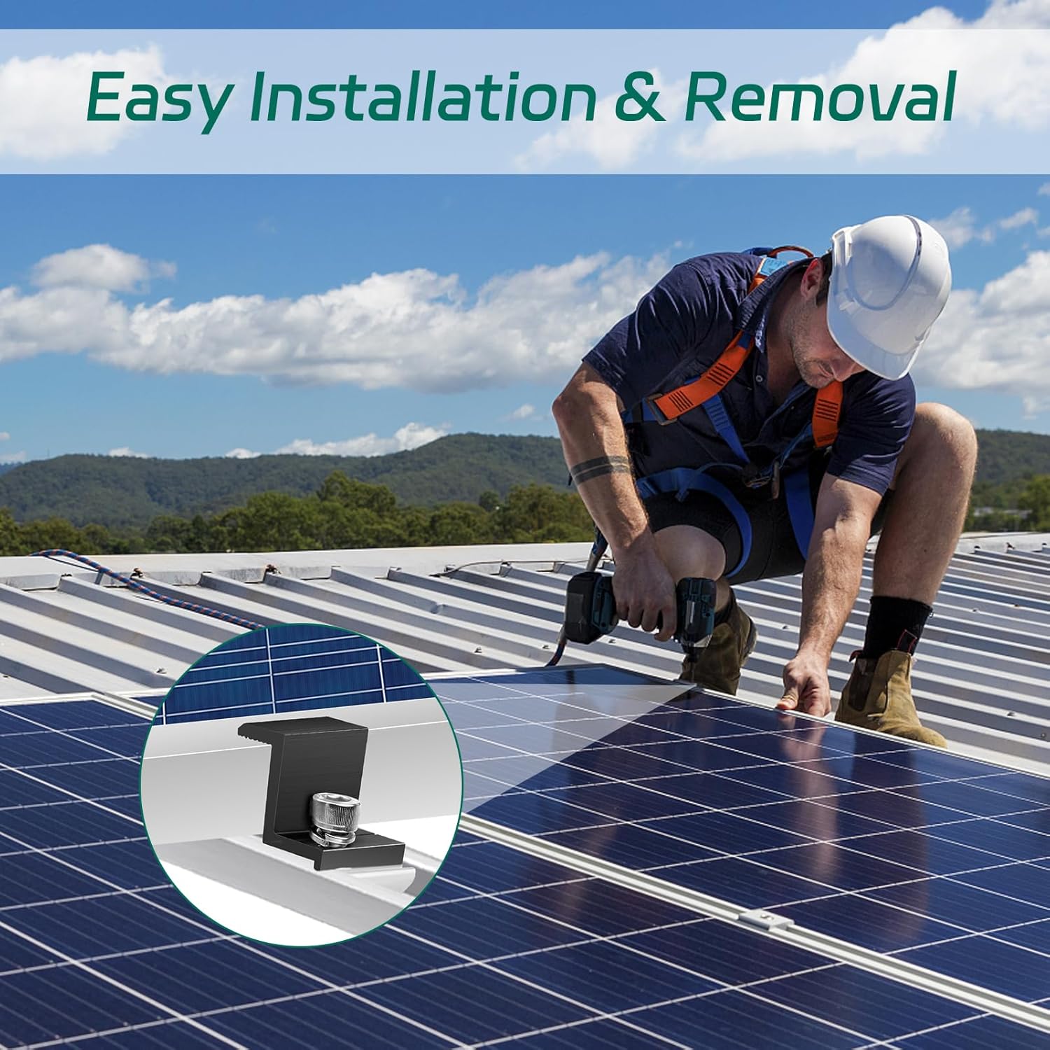 Solar Panel Brackets, 30mm End Clamp with Adjustable Wrench, Solar Z ...