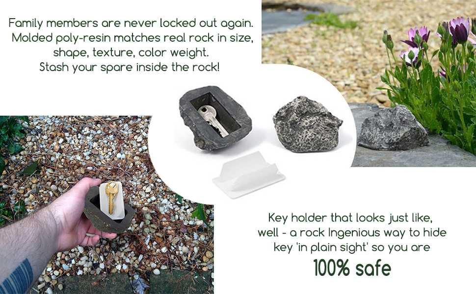 2 Stone Key Covers, Stone Key Box, Hidden Spare Key Storage Box ...