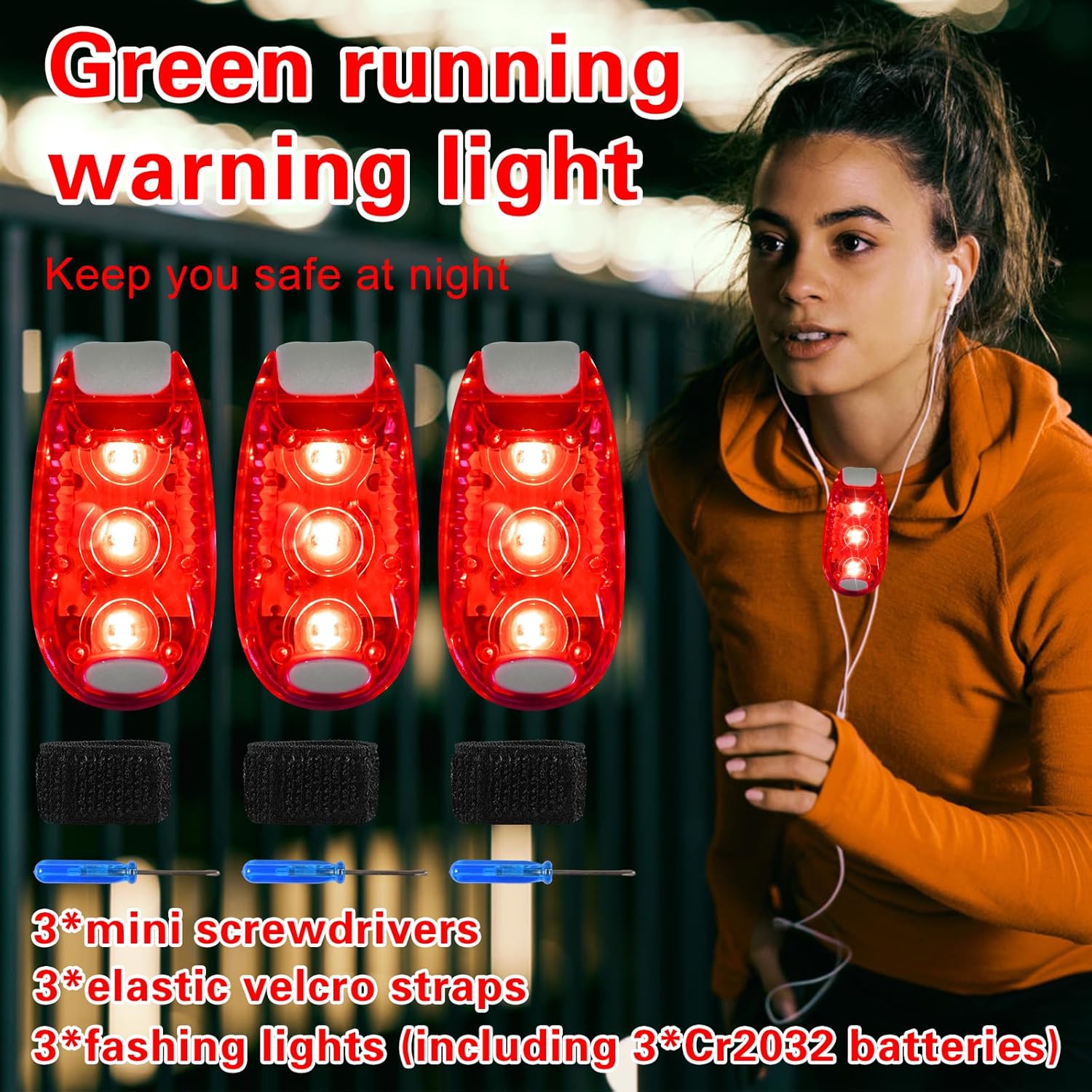 Set of 3 LED Flashing School Bags, Clips Included/Lights for Running ...