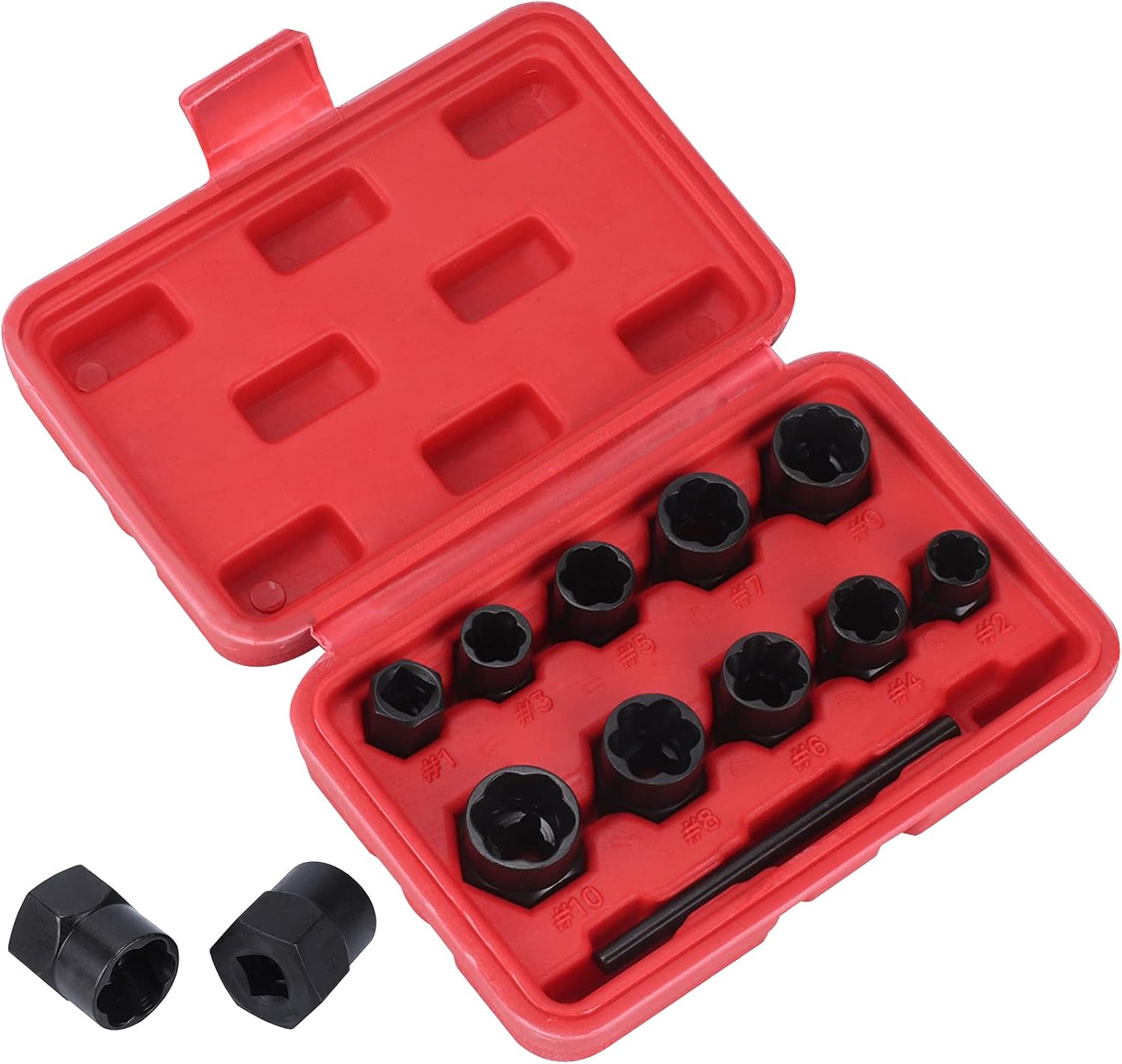 Juego de 11 extractores de llaves de vaso para pernos y tuercas de 9-19 mm con estuche de ...