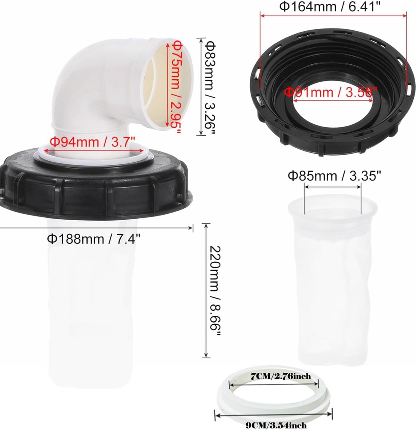 90° IBC Tank Lid with Washable Nylon Filter for 1000 Liter IBC ...
