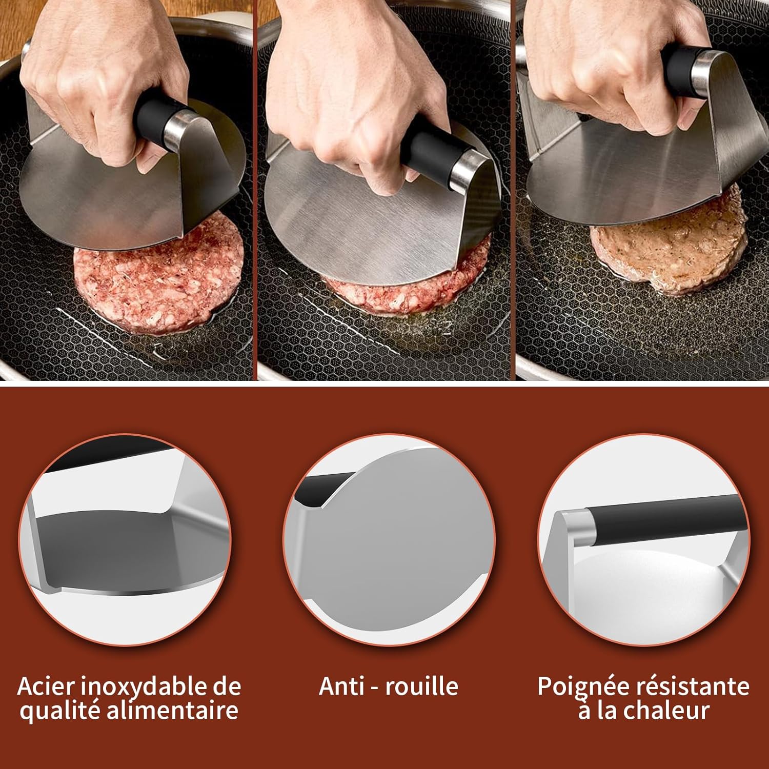 Presse à Burger avec Hamburgermaker et Silicone Pinceau, Acier ...