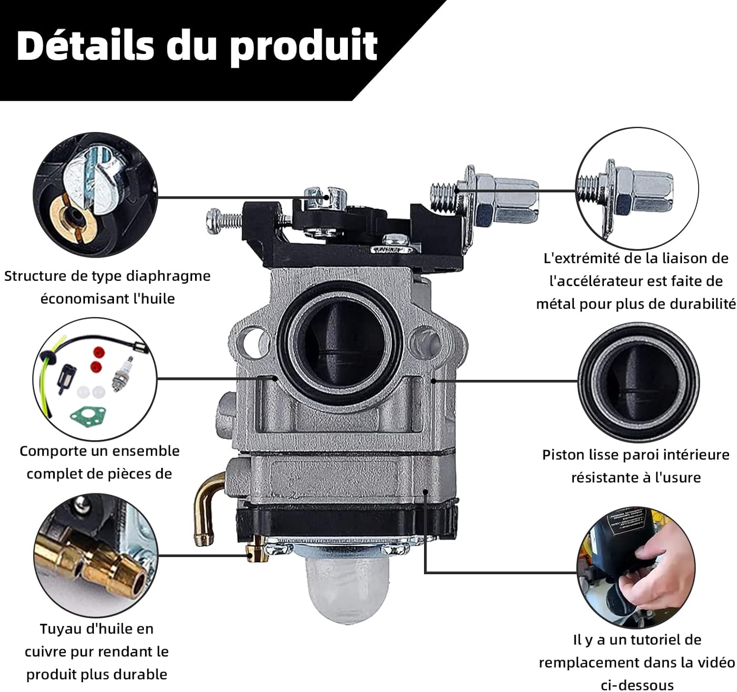 Carburetor Brushcutter 52cc 49cc 43cc Carb Carb Kit with Gasket Pipe ...