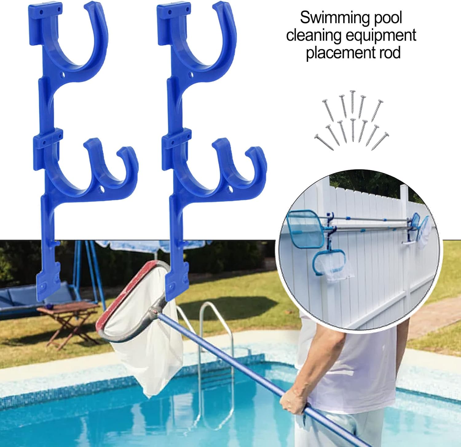 Pack Plastic Pool Pole Holder, Cleaning Accessory Storage Rack, for ...