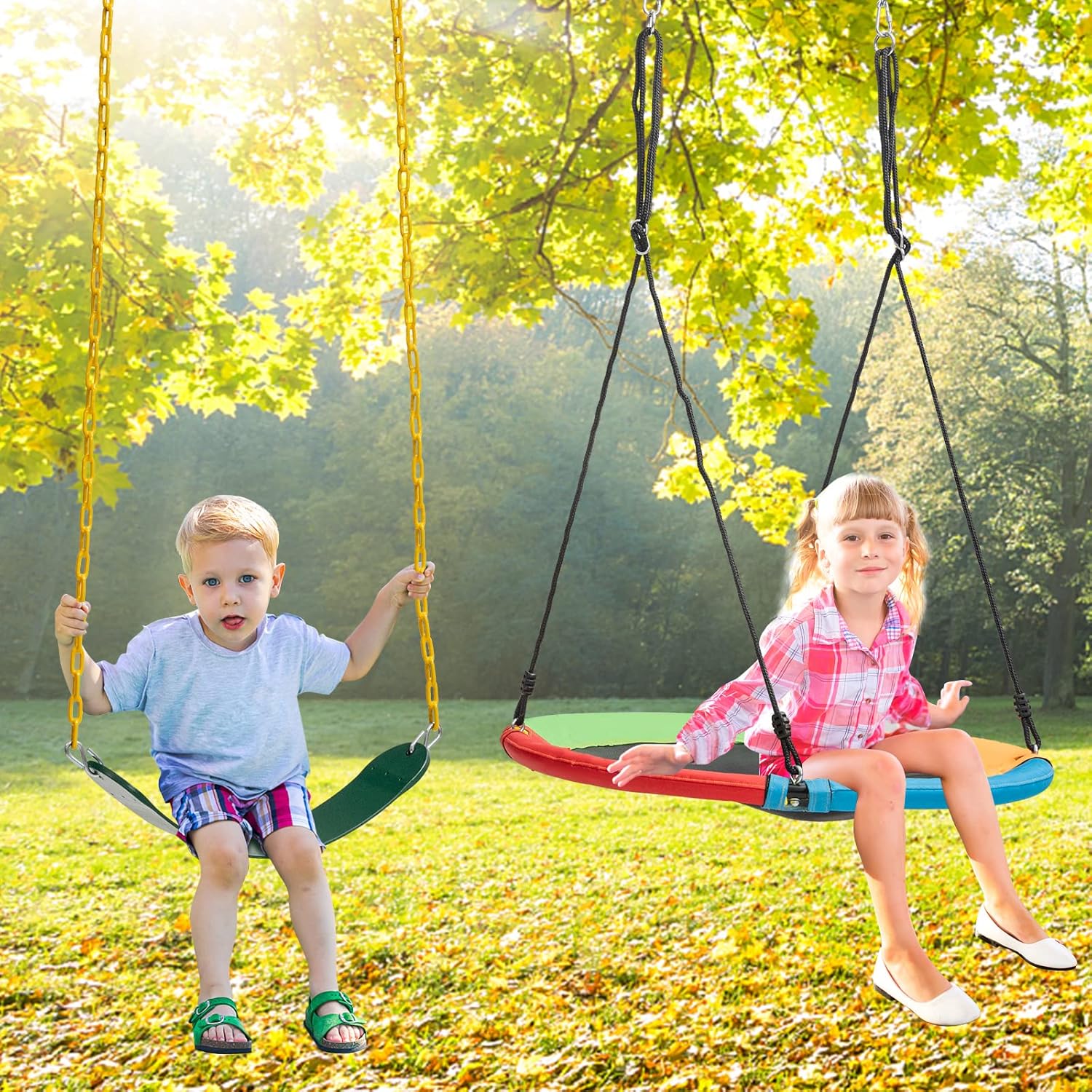 Ensemble de 2 balançoires pour Enfants avec siège de balançoire et ...
