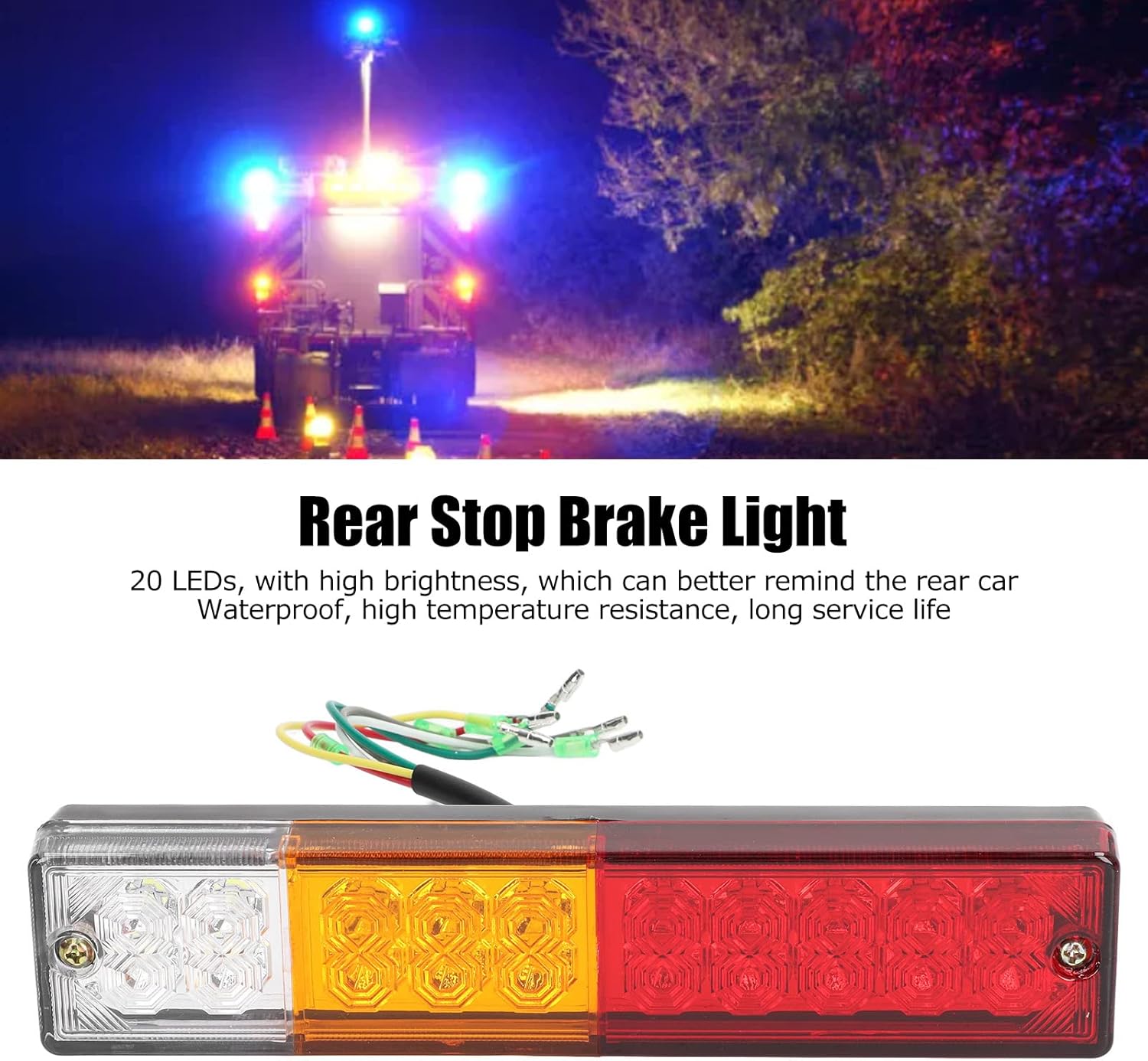 2 Pack 12V LED Trailer Lights, Universal LED Tail Lights 20LED ...