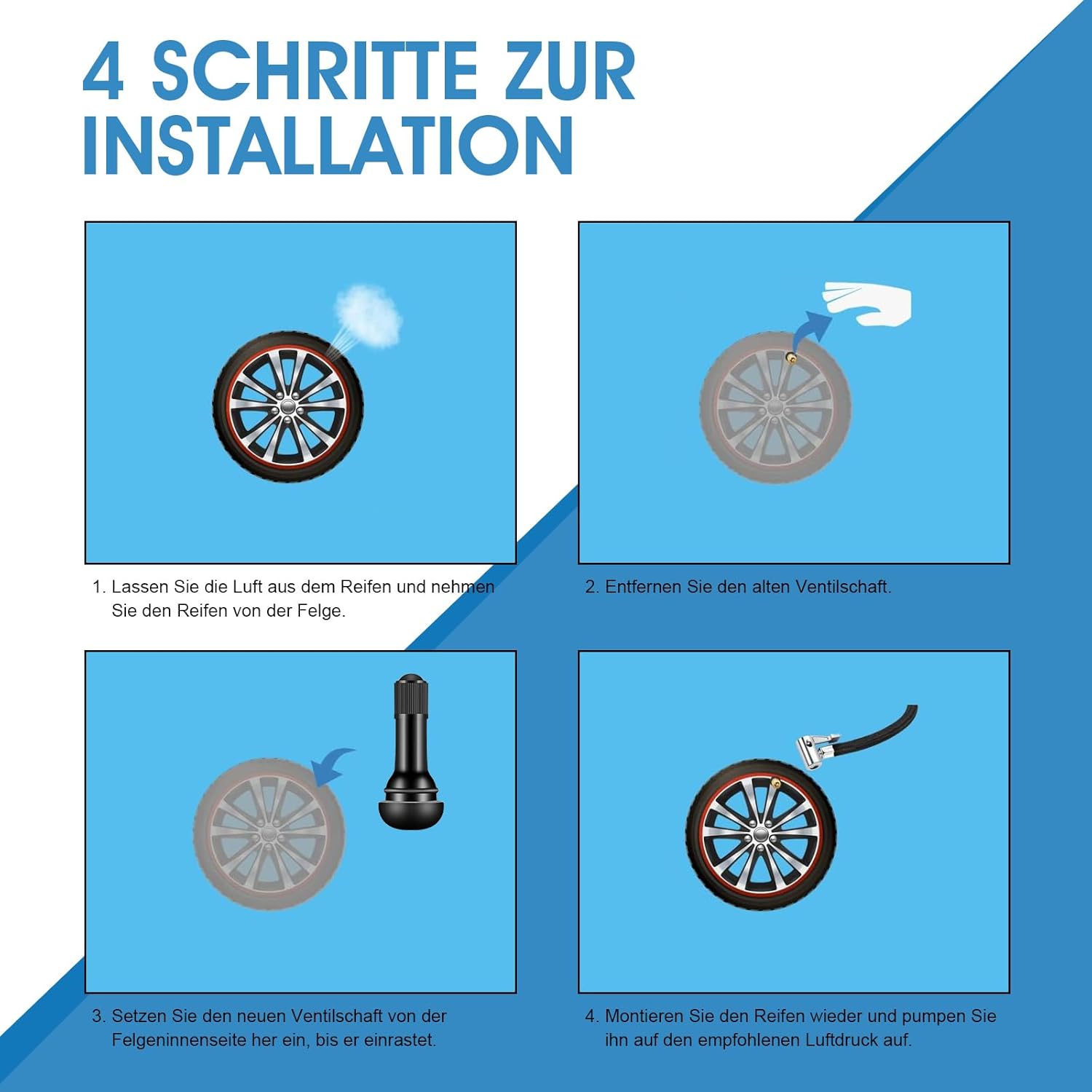 100 Stück TR413 Autoreifenventil, universelles schlauchloses Ventil ...