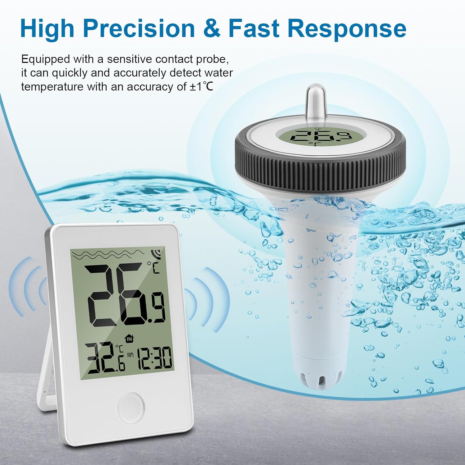Wireless Pool Thermometer, Wireless Floating Digital Pool Thermometer ...