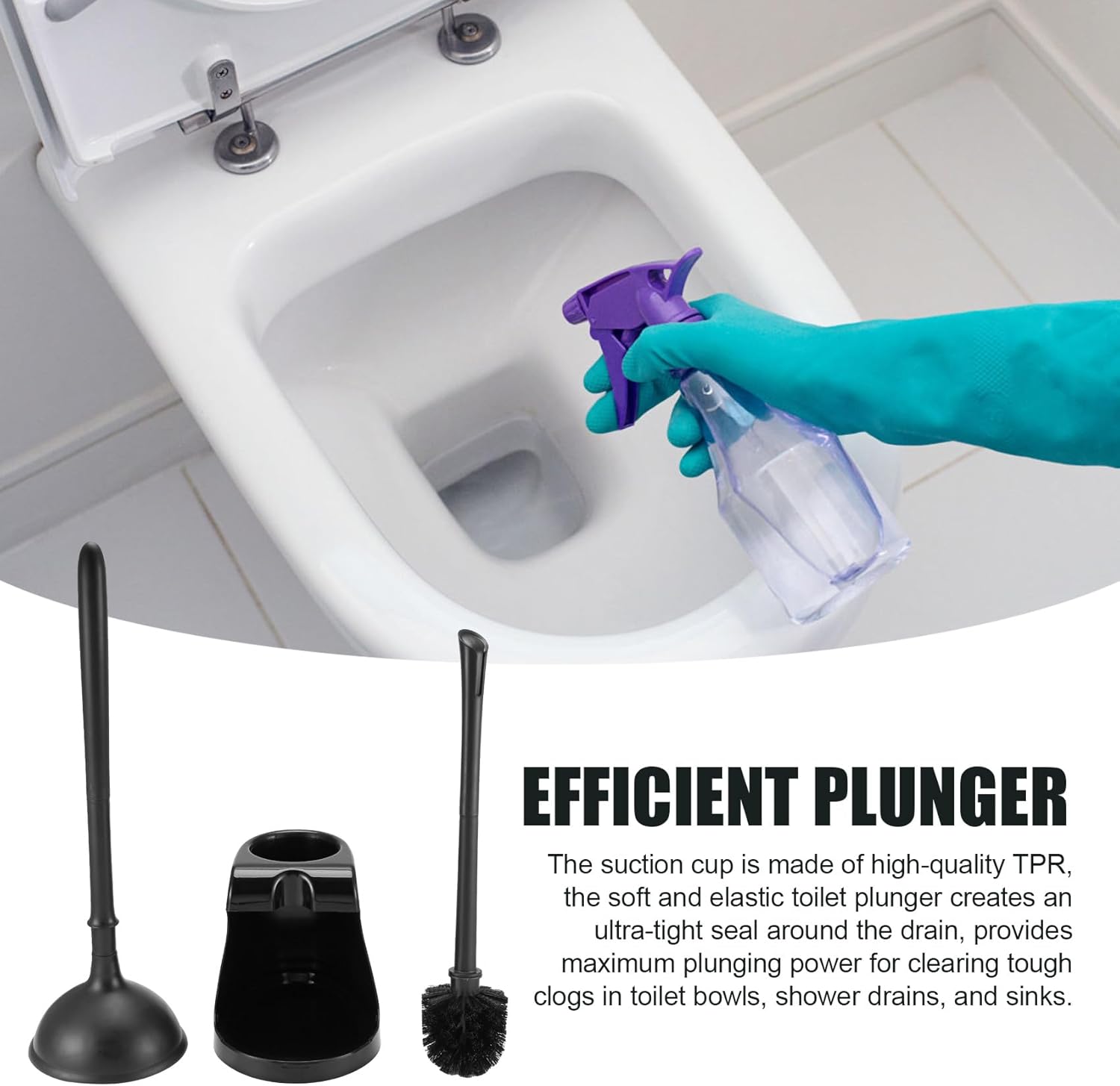 Toilet Plunger and Brush Set 2 in 1 Toilet Bowl Brush Plunger with ...