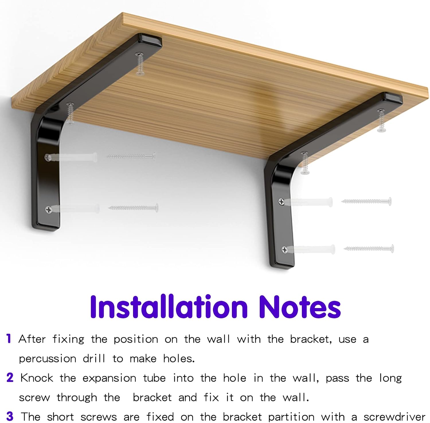 4 Pièces Équerre Étagère de Fixation Noir, Supports D'étagère Murale ...