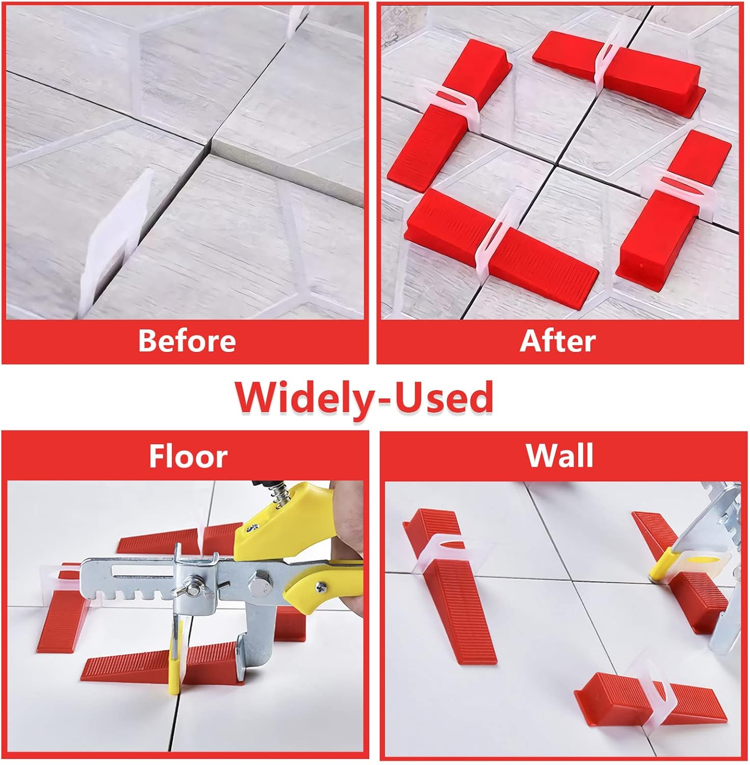 GABRIELLE Tile Leveling System, 3 mm Joint Width, 400 Pull Tabs, 100 ...