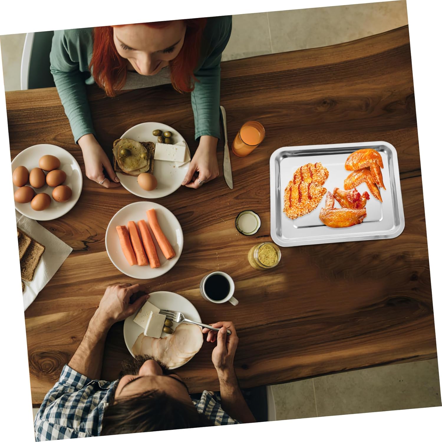 Bandeja rectangular de acero inoxidable para asar, hornear y cocinar al ...