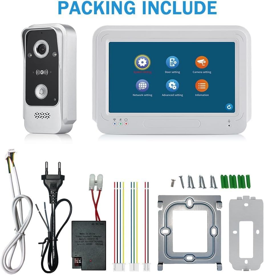 Tuya Video Intercom System with 7" Touch Screen, WiFi 1080P Video Entry ...