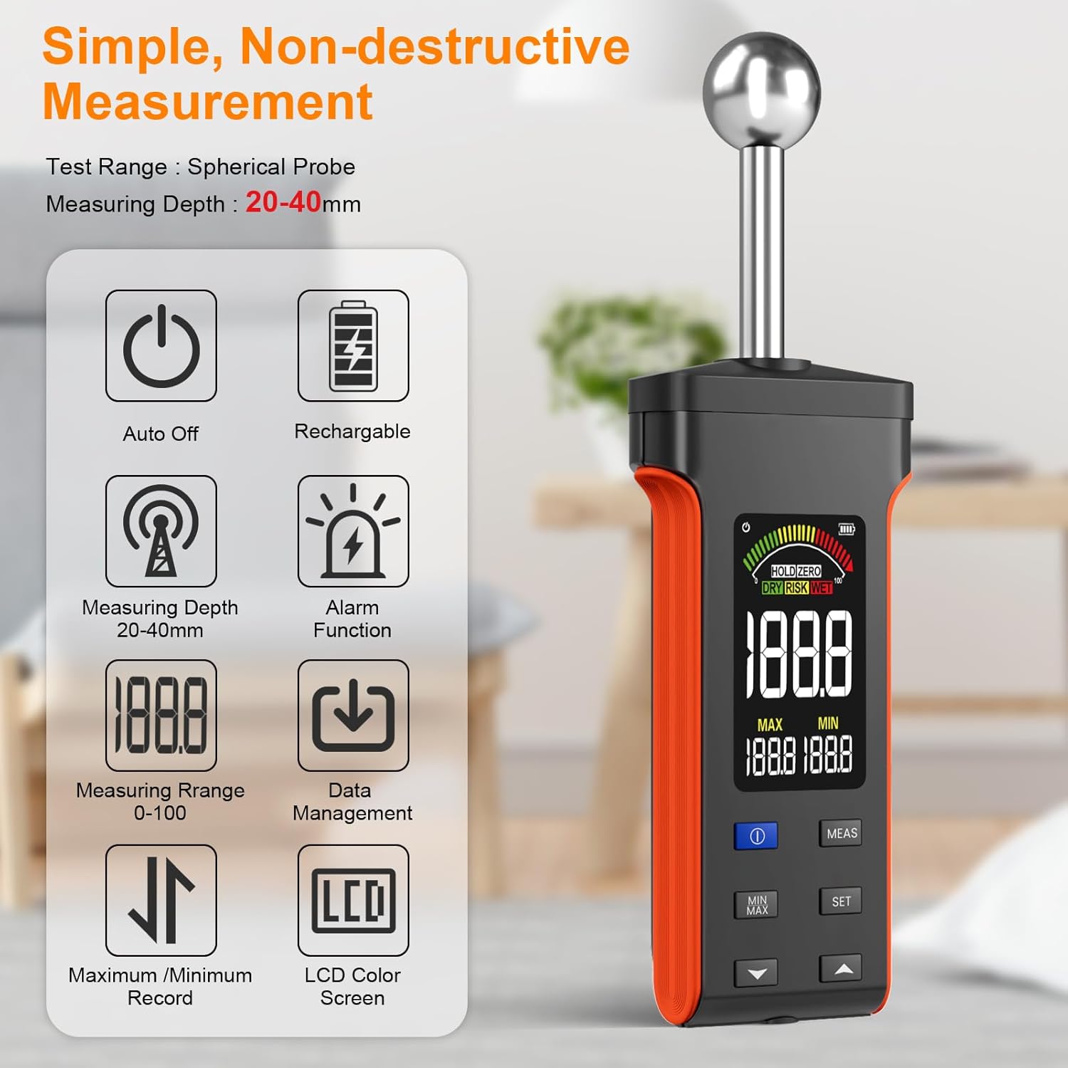 Testeur Humidité Rechargeable Humidimètre Mesure non destructive ...