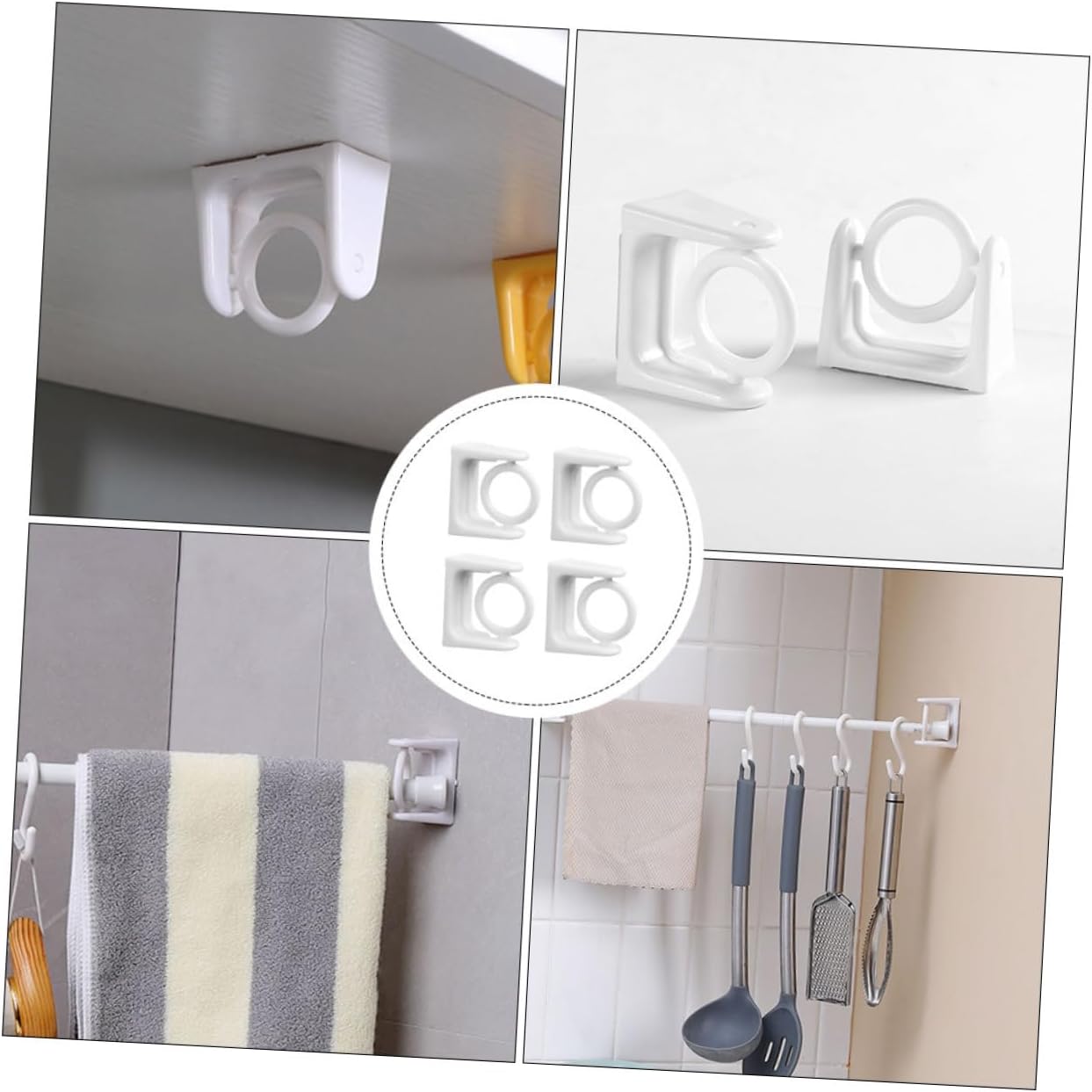 6 Pièces Support Tringle Rideaux sans Percage Crochet Rideau Accroche ...