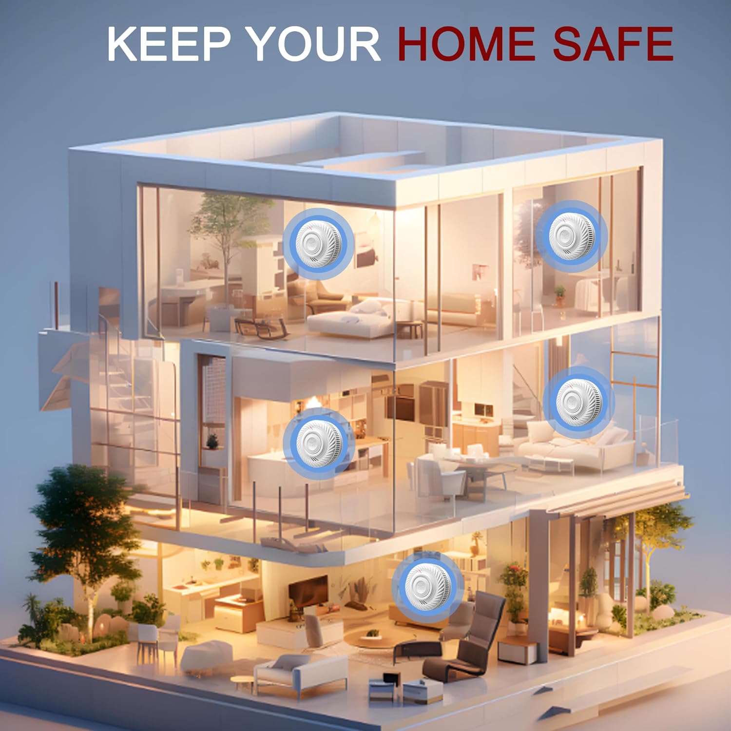 Détecteur de fumée Intelligent, Alarme Incendie, Alarme de fumée avec ...