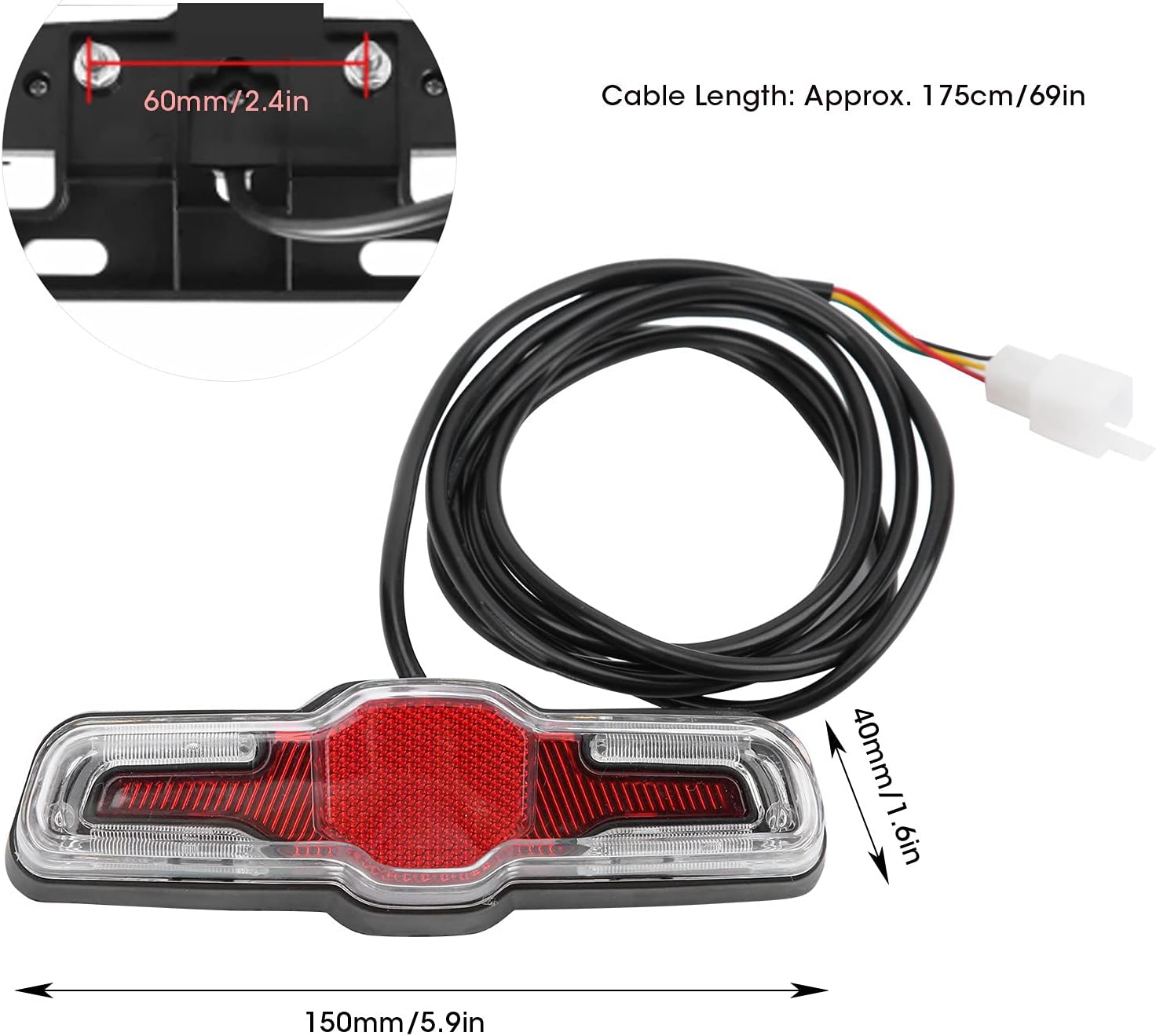 Electric Bike Tail Light, 5LED ABS 36V 48V 60V E-Bike Rear Light for ...