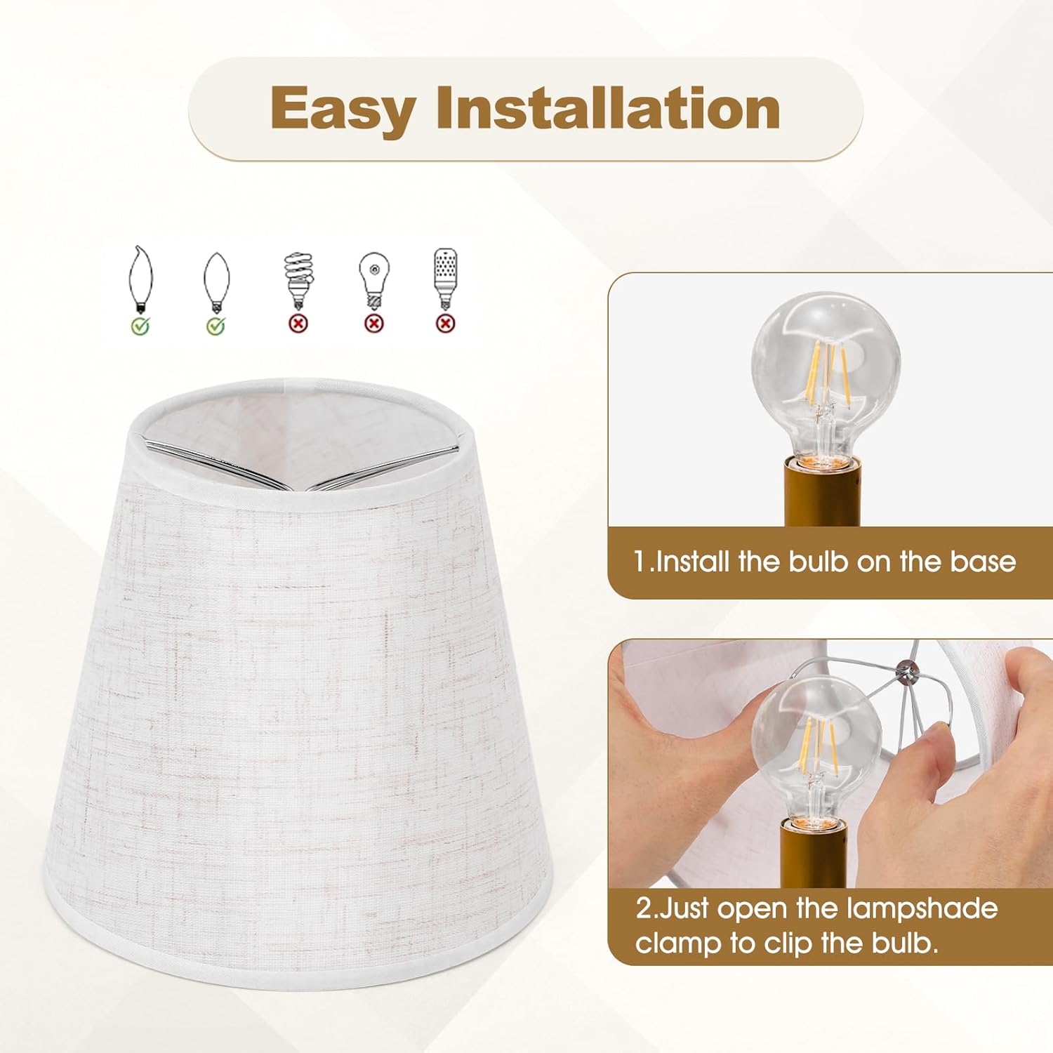 TONYSA Lot de 6 mini abat-jours en lin E14, idéal pour une chambre, un hall, un bureau, un hôtel ...