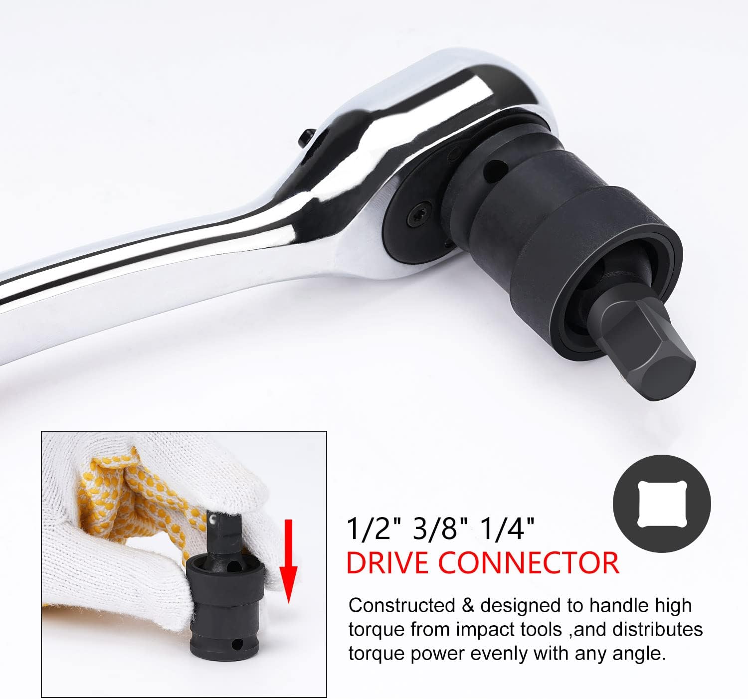 GABRIELLE 3-piece impact joint set, 1/2 3/8 1/4 reducing adapter with ...