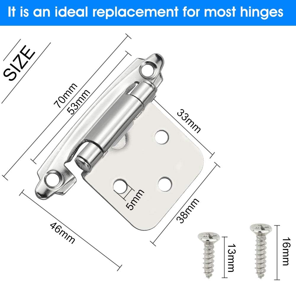 Hinges 6 Pcs Door Hinge Self Closing Hinge Cold Rolled Steel Material Spring Hinge with Damper for Door Closet Shoe Cabinet Bookcase Wine Cellar