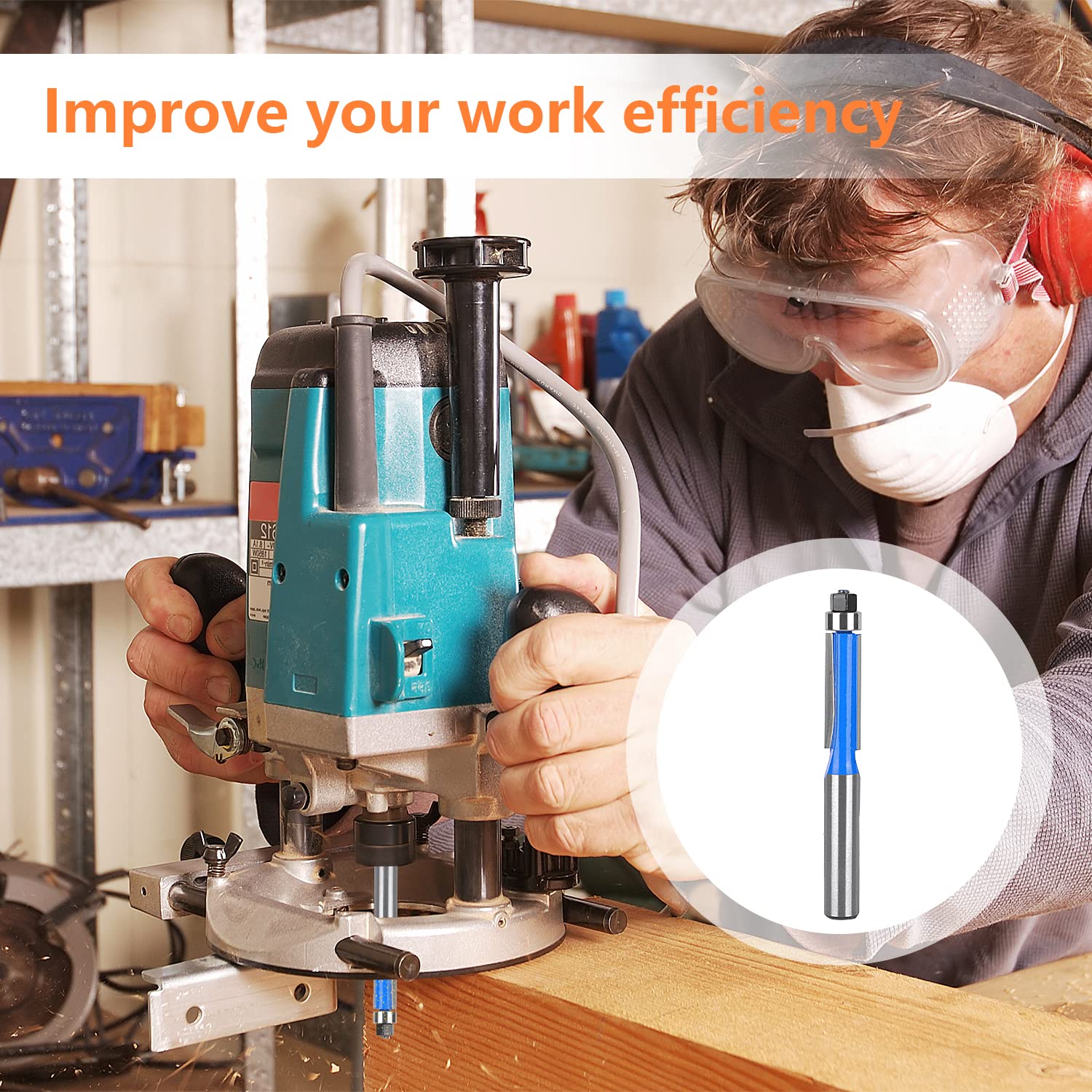 4 Pcs Set Fraise Defonceuse 8mm Tige, Fraise a Copier a Bois, Fraises pour Défonceuses avec ...