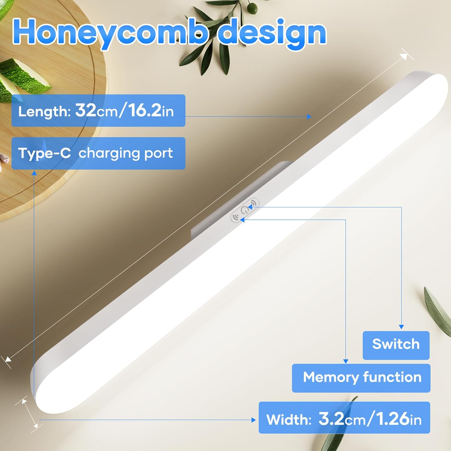 Striscia luminosa a LED ricaricabile tramite USB per cucina, lampada da ...