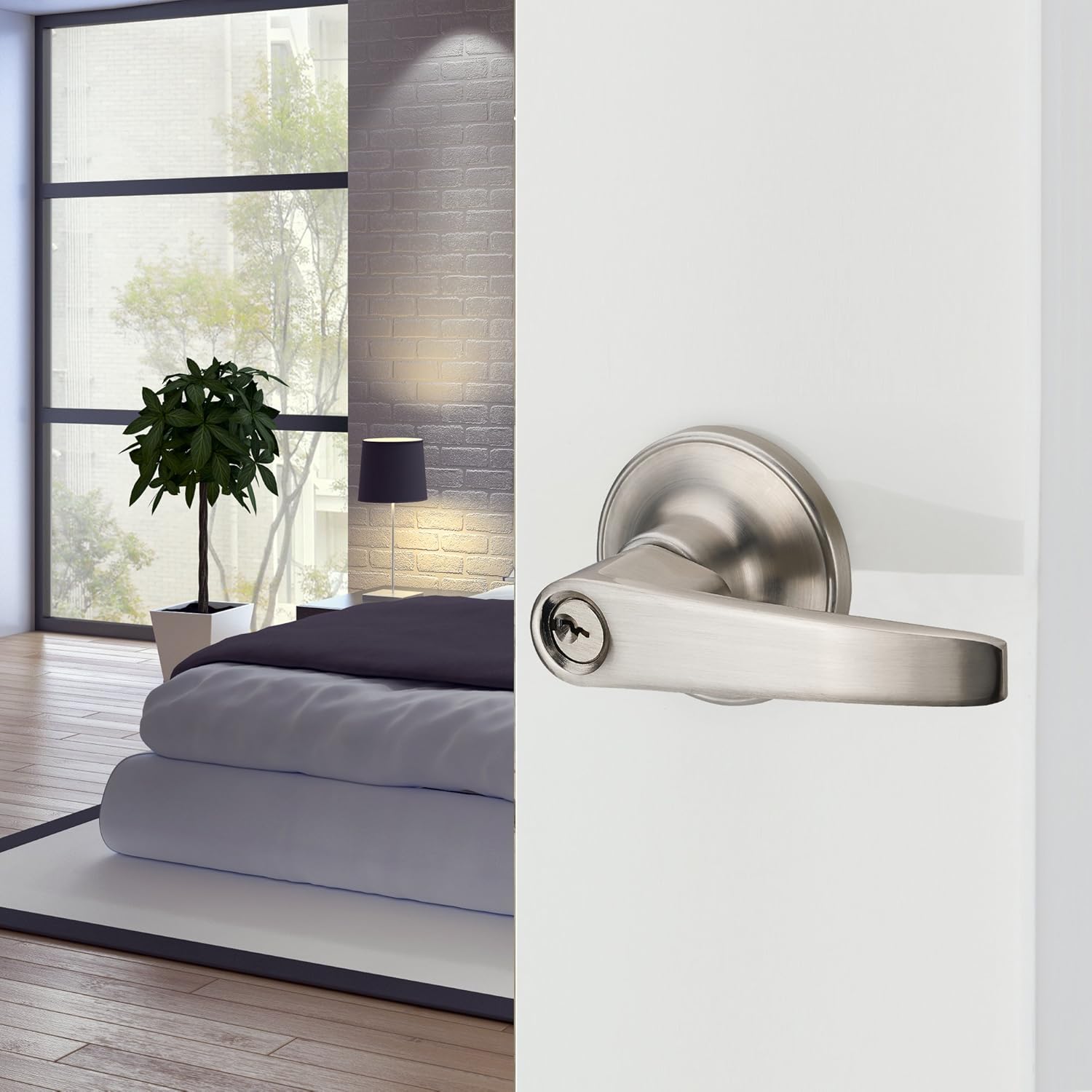 Door Lever Handle Lockset,Stainless Steel Pair Lever Entry Locker ...