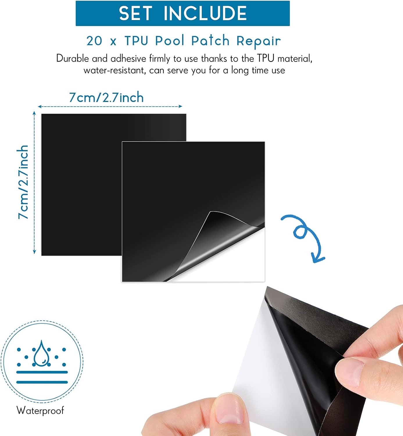 20 Pcs Waterproof Inflatable Repair Patches Black Vinyl for Inflatable ...