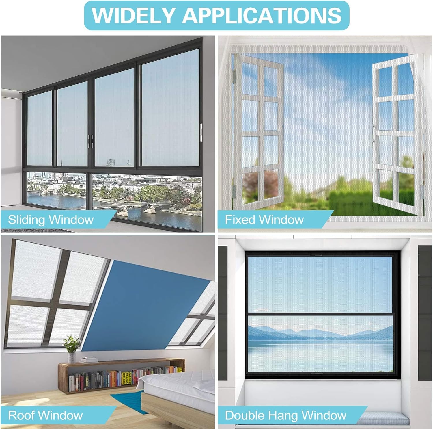 3 pieces DIY Self-Adhesive window mosquito net,window screen mosquito ...