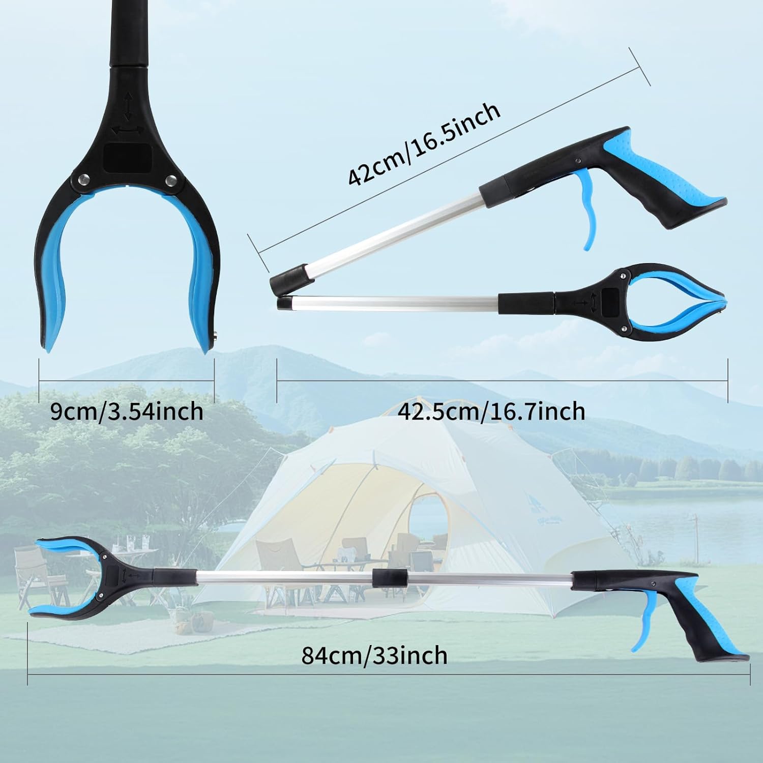 Pick-up Tool, 82cm Aluminum Telescopic Grabber with 360° Swivel Head ...