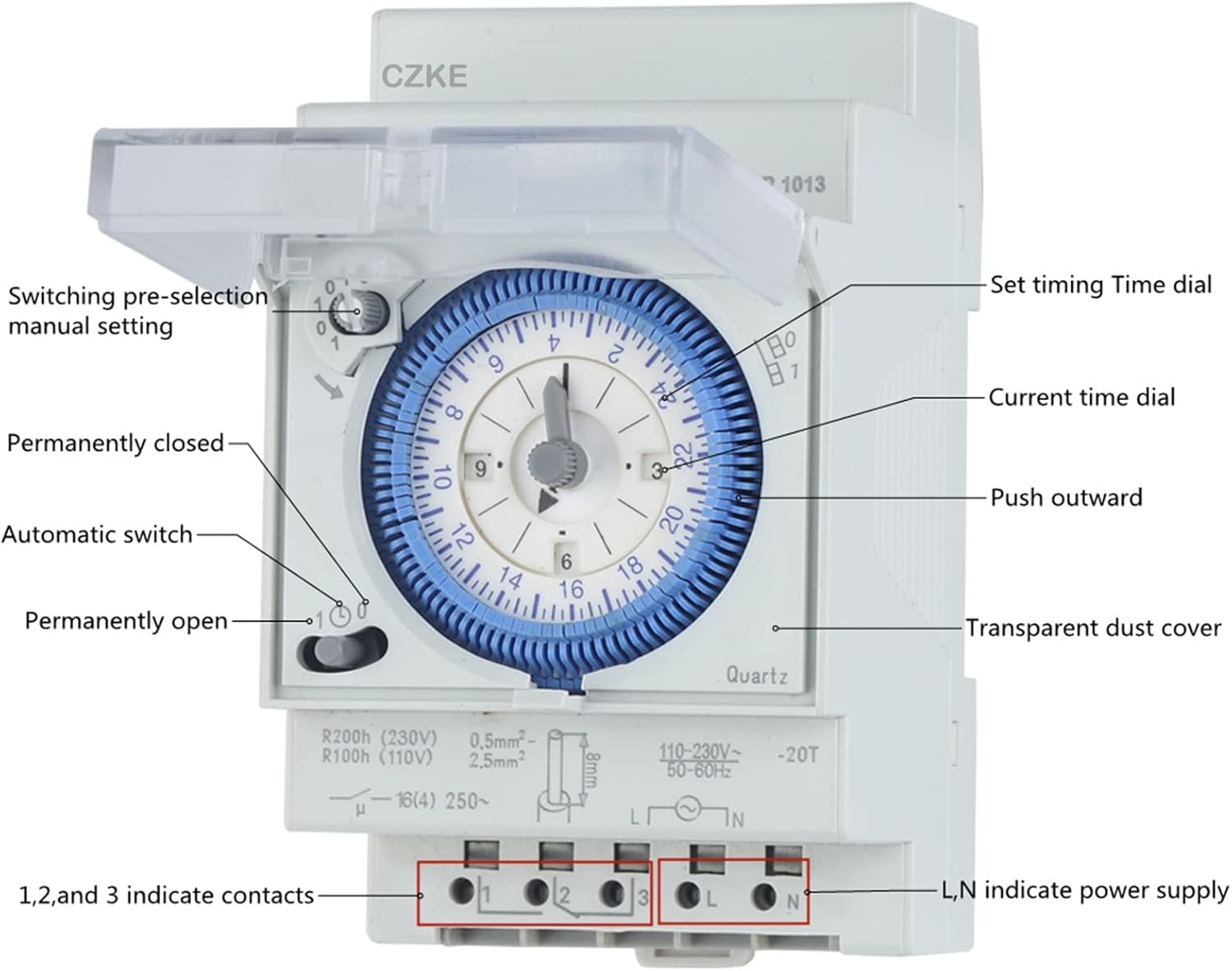 SUL181d Time Relay 220V 24-Hour Industrial Time Control Switch Track ...