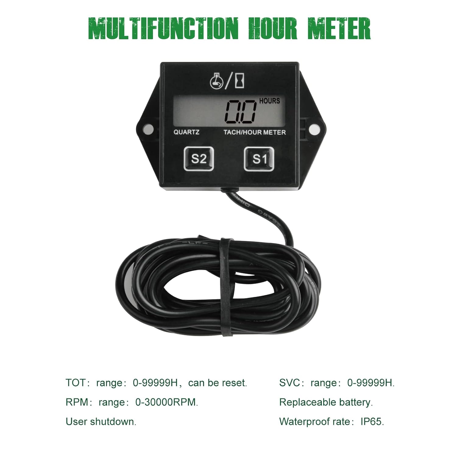 Digital Hour Meter Tachometer,Replaceable Battery RPM Meter For Scooter ...